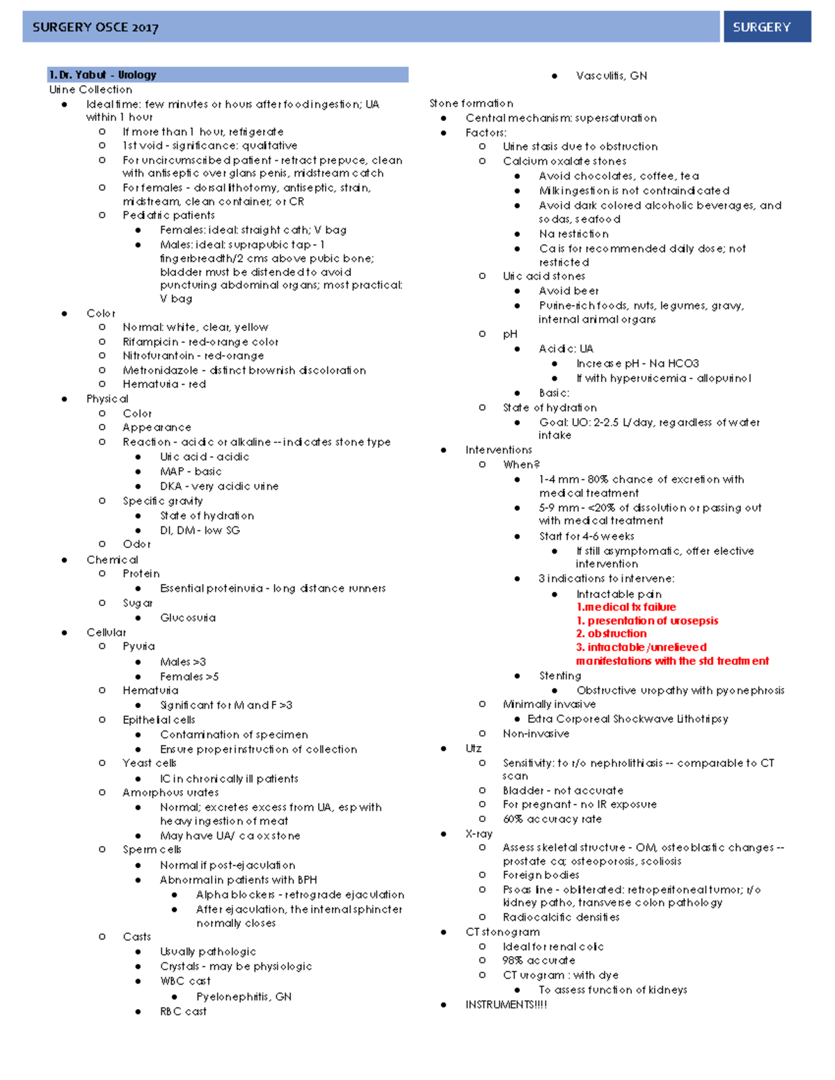 Surgery Decury Notes.pdf · version 1 - 1. Yabut - Urology Urine ...