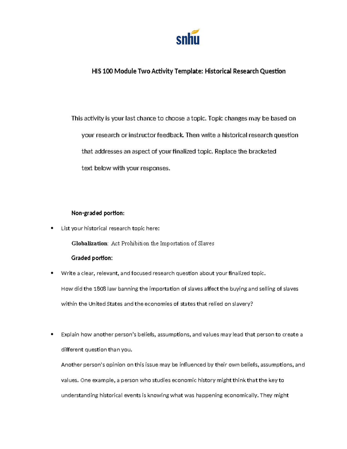 HIS 100 Module 2 Activity Research Question 2 - HIS 100 Module Two ...