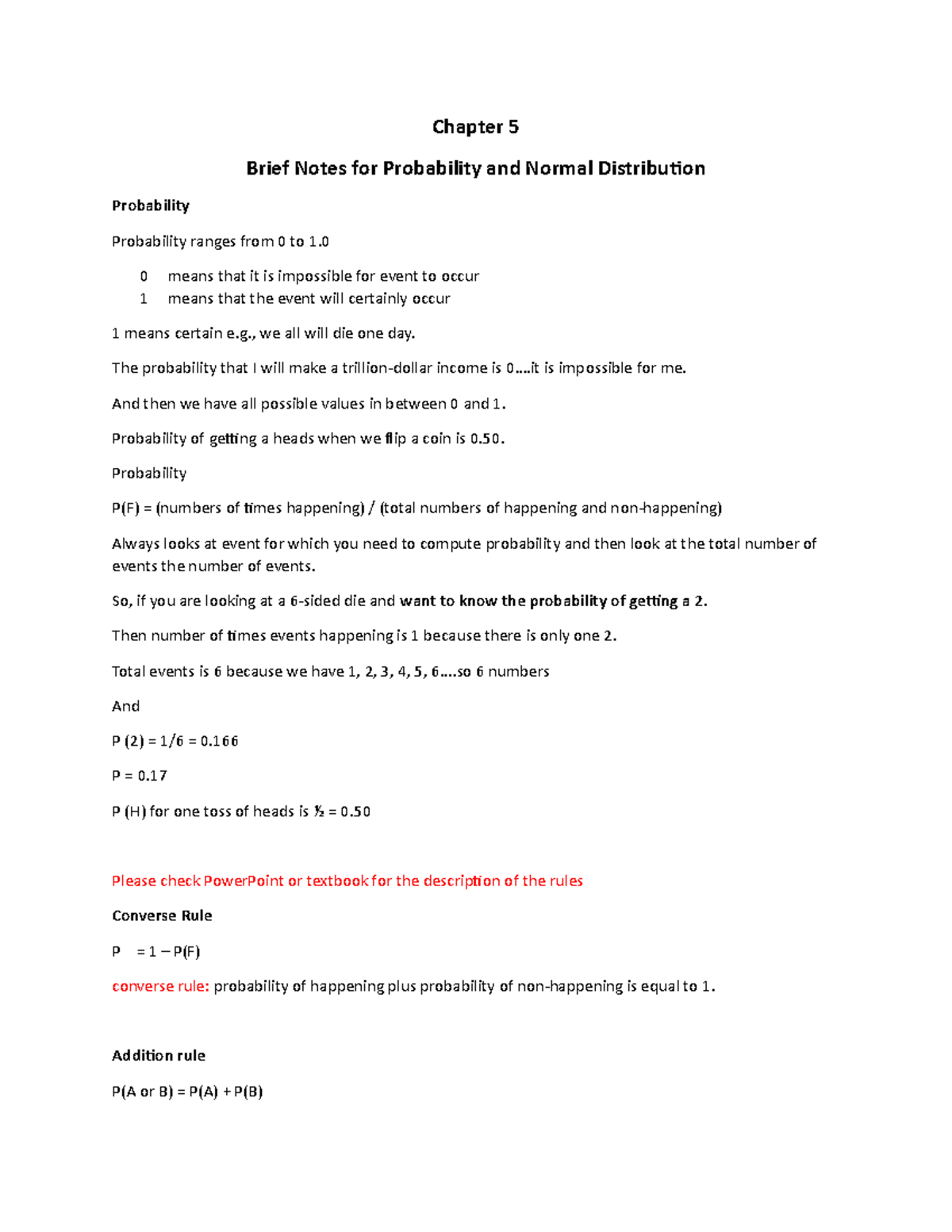 Chapter 5 Notes Chapter 5 Brief Notes For Probability And Normal chapter-5-notes-chapter-5-brief-notes-for-probability-and-normal