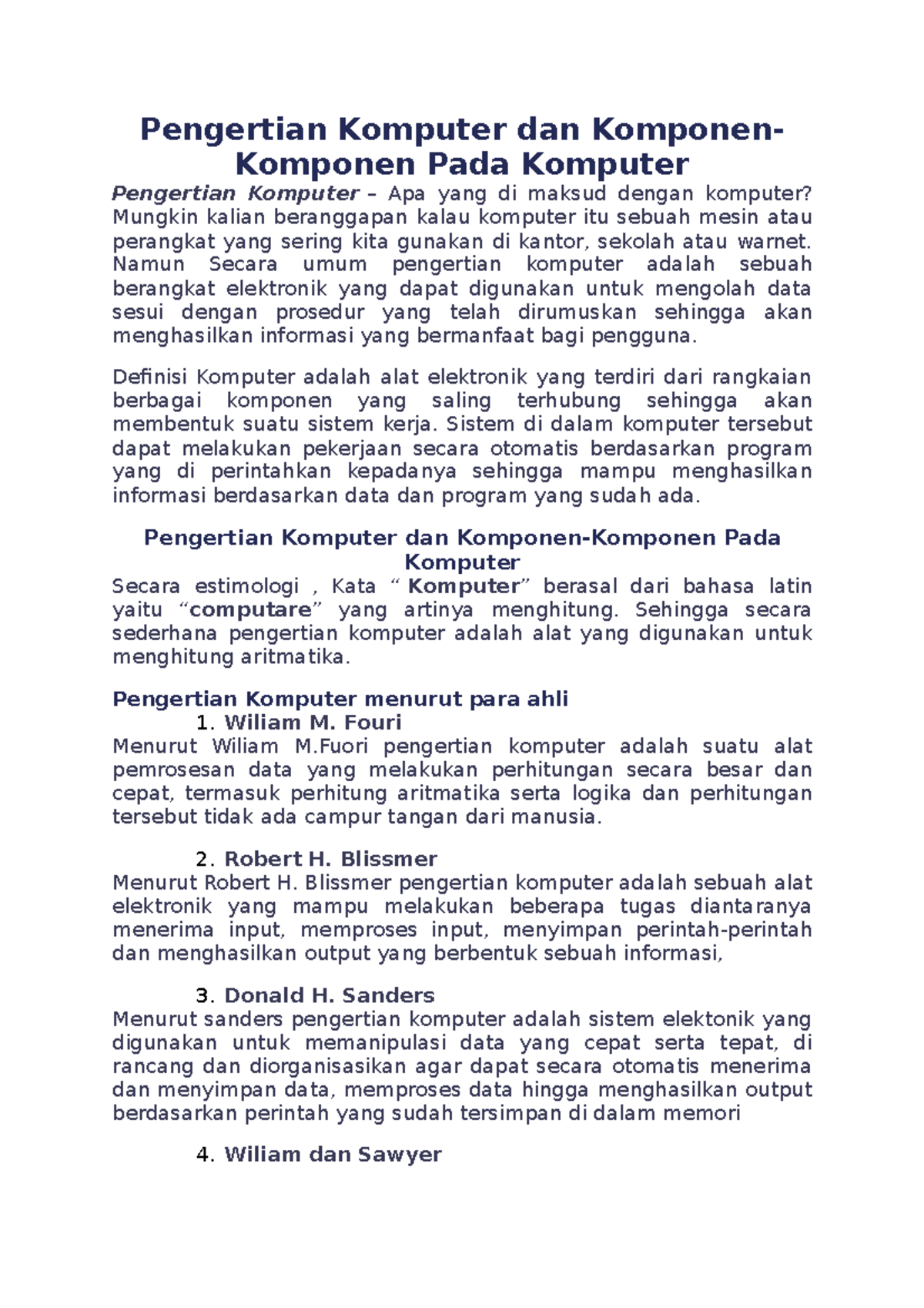 Pengertian Komputer dan Komponen - Pengertian Komputer dan Komponen ...