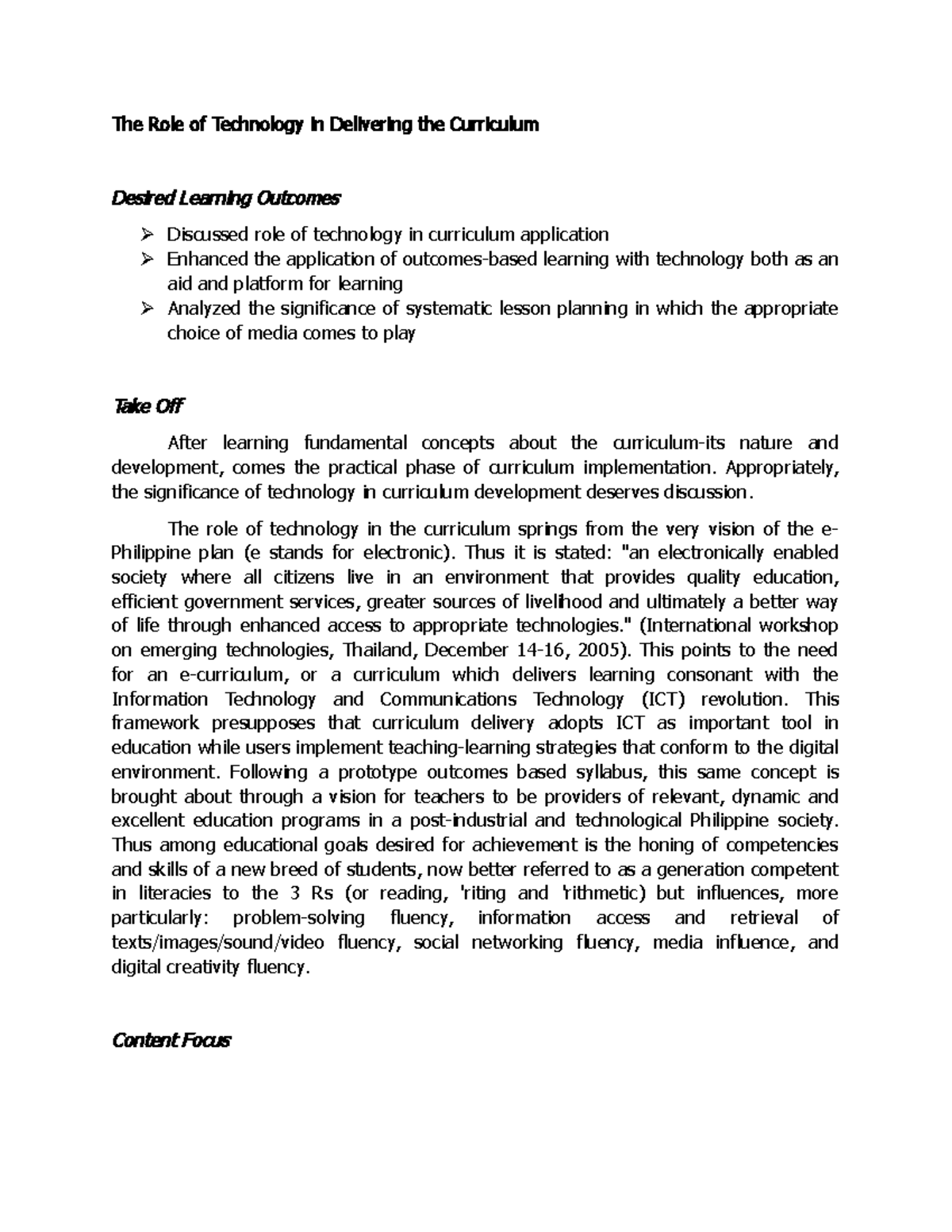 The Role of Technology in Delivering the Curriculum - Appropriately ...