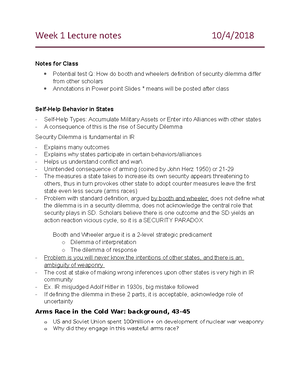 Week 5 Lectures - Lecture notes 6-7 - Week 5 Lecture 1: The Bargaining ...