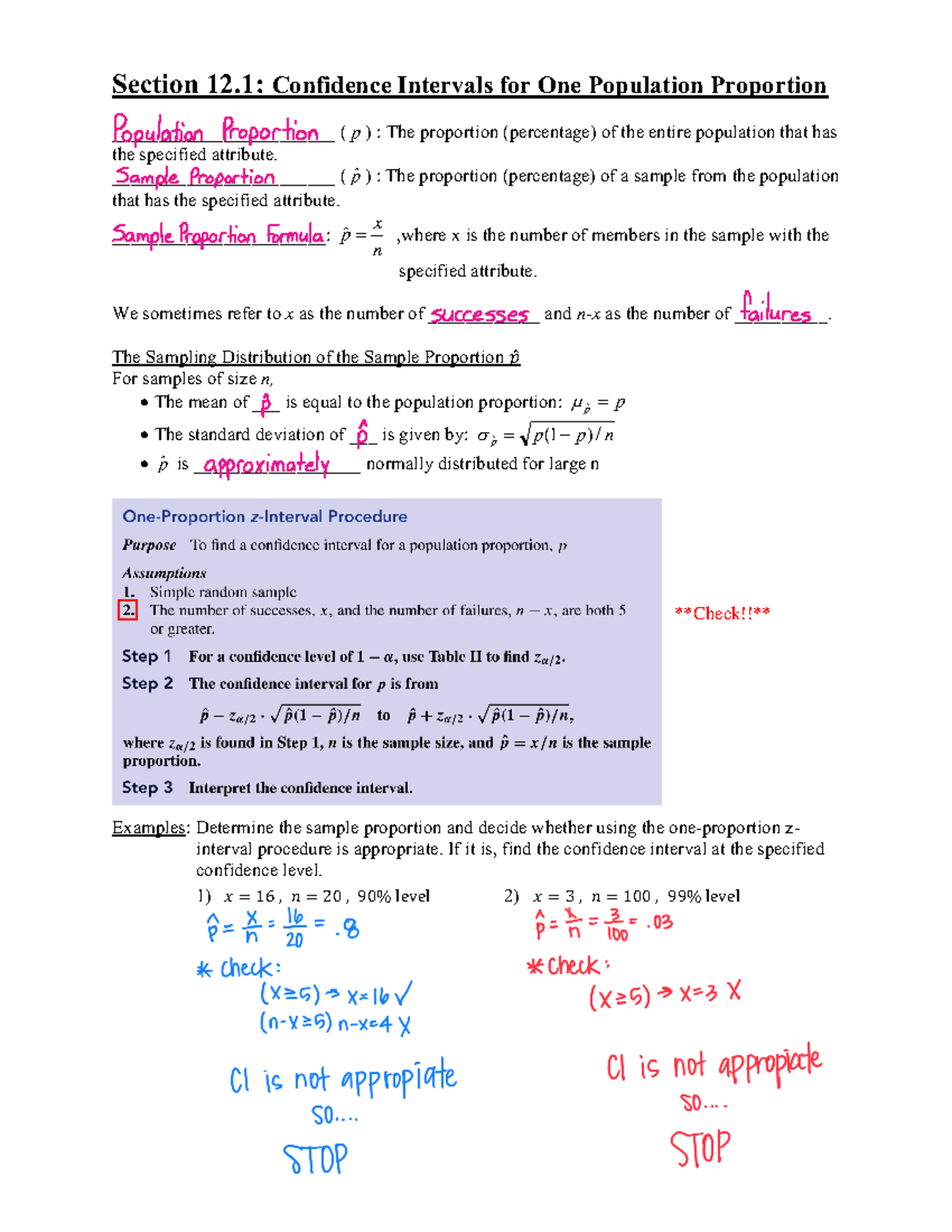 Chapter 12 - Section 12: Confidence Intervals for One Population ...