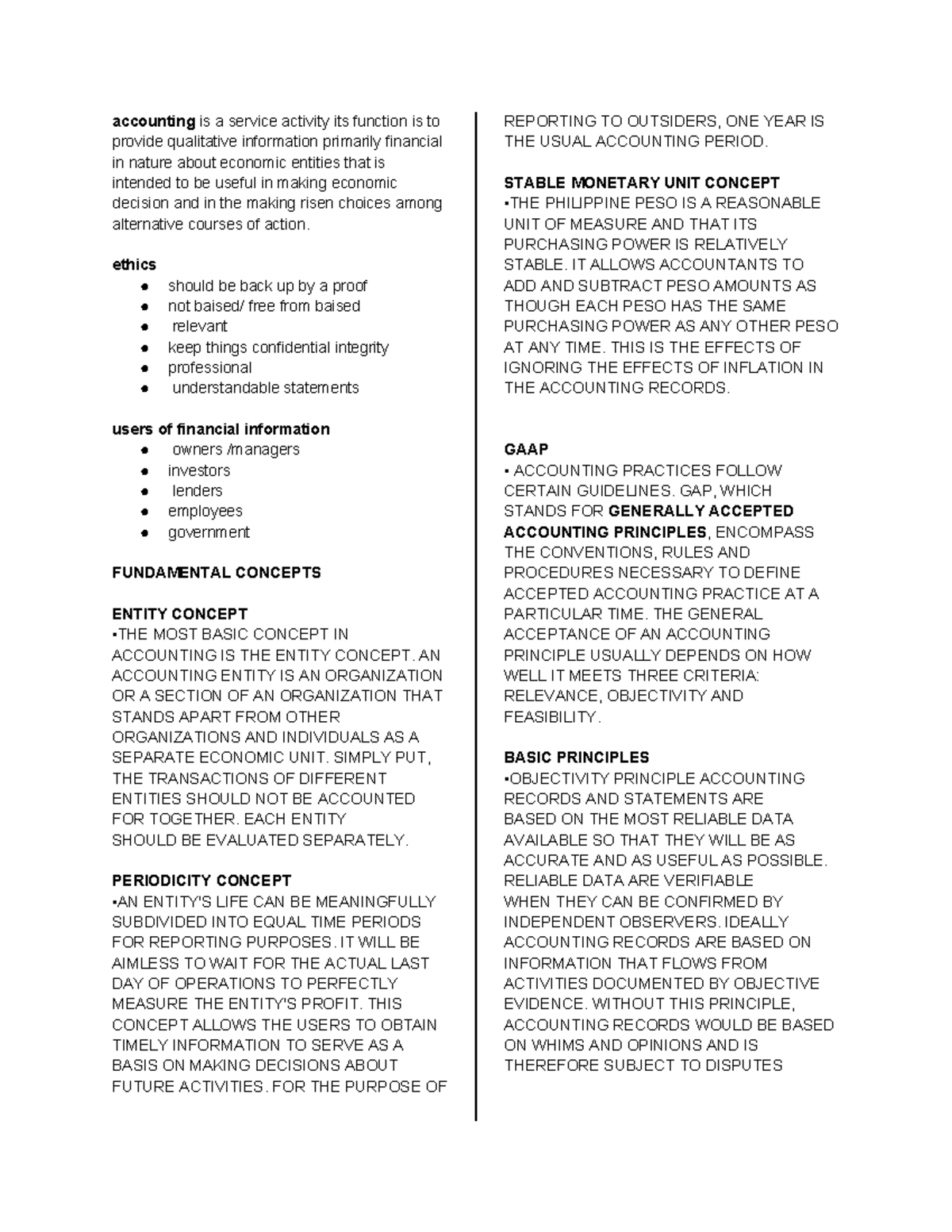 FABM Reviewer 1 - Fundamentals of accounting - accounting is a service ...