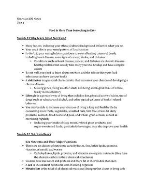 Nutrition 106 Notes Unit 5 Carbohydrates Fuel and Fiber - Nutrition 106 ...