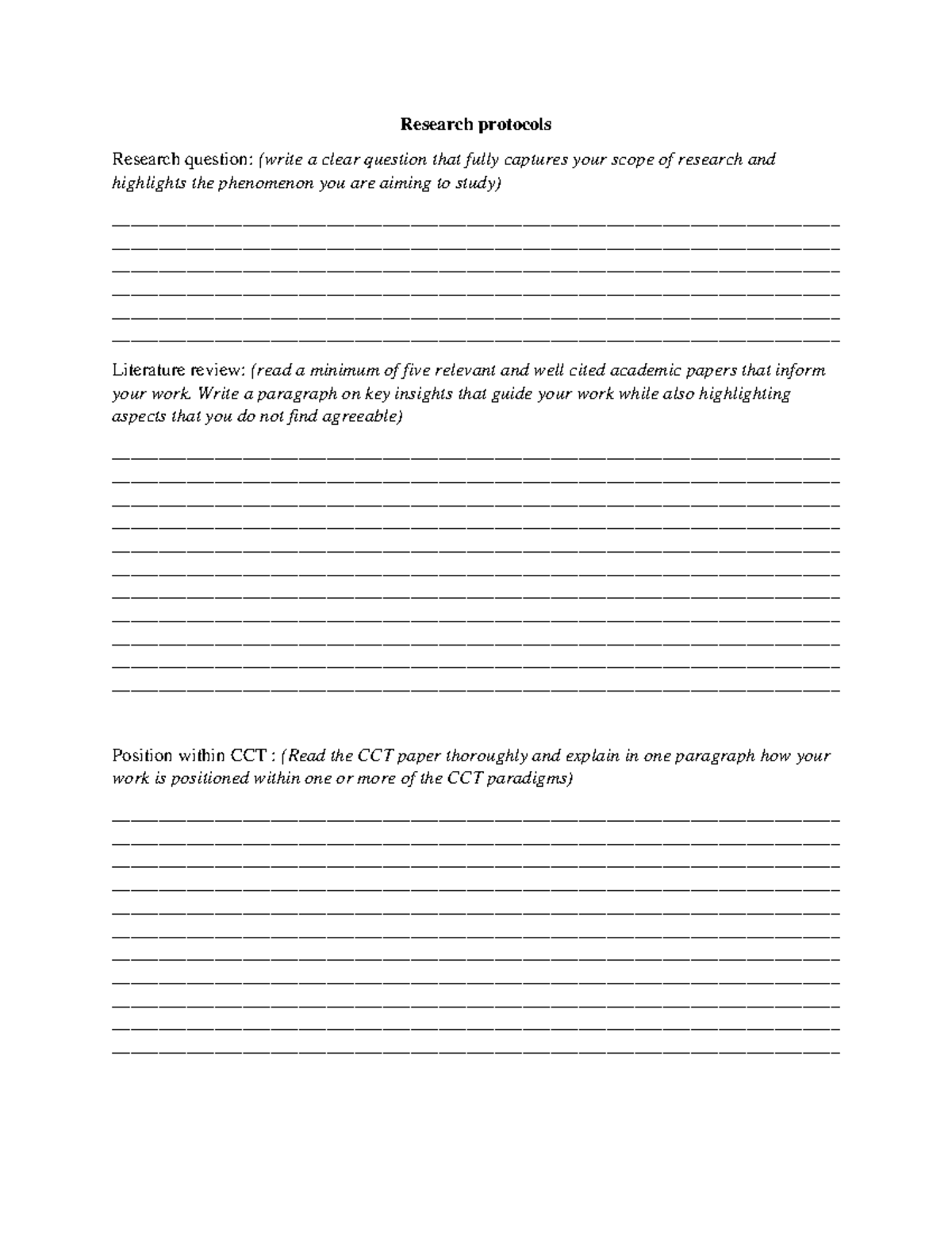 Research protocols - template - Research protocols Research question ...