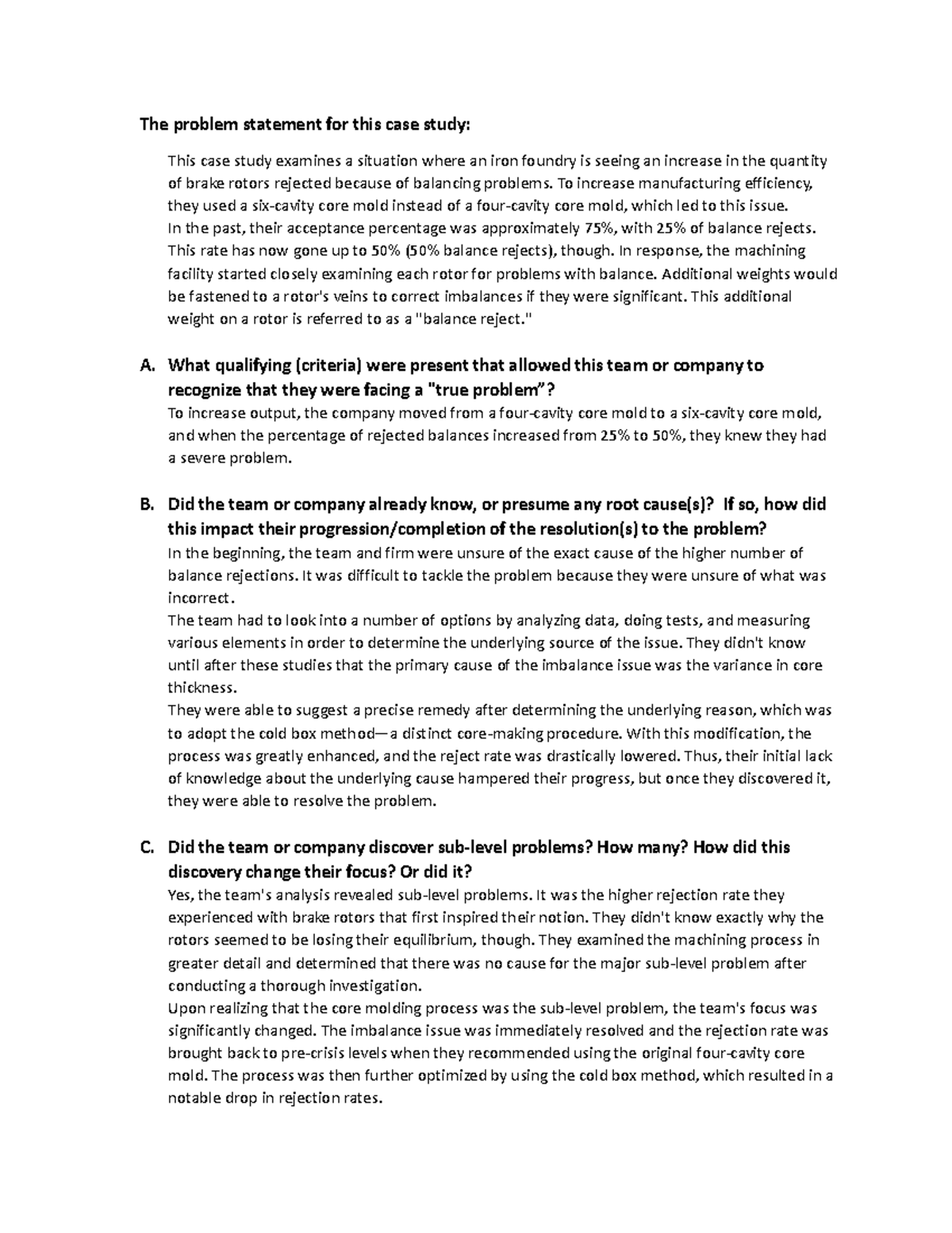 The problem - assignment - The problem statement for this case study ...