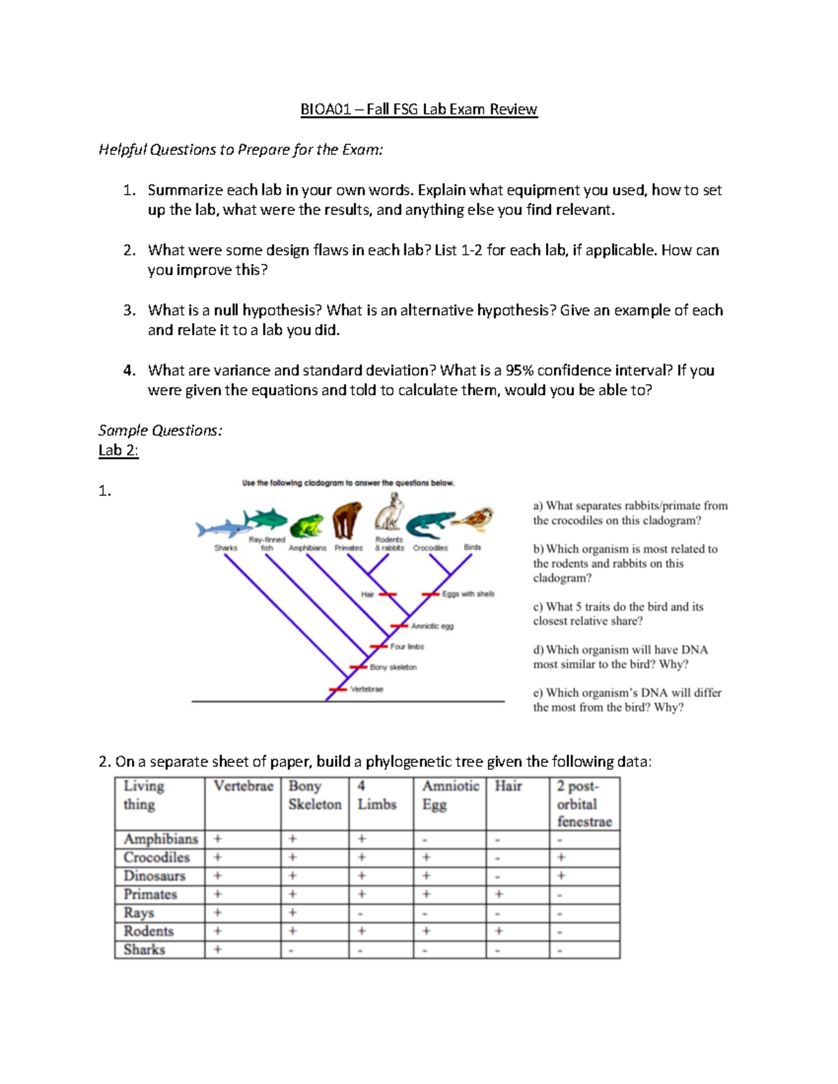 Lab Exam Review - Lab exam practice, this is the first year there was a ...