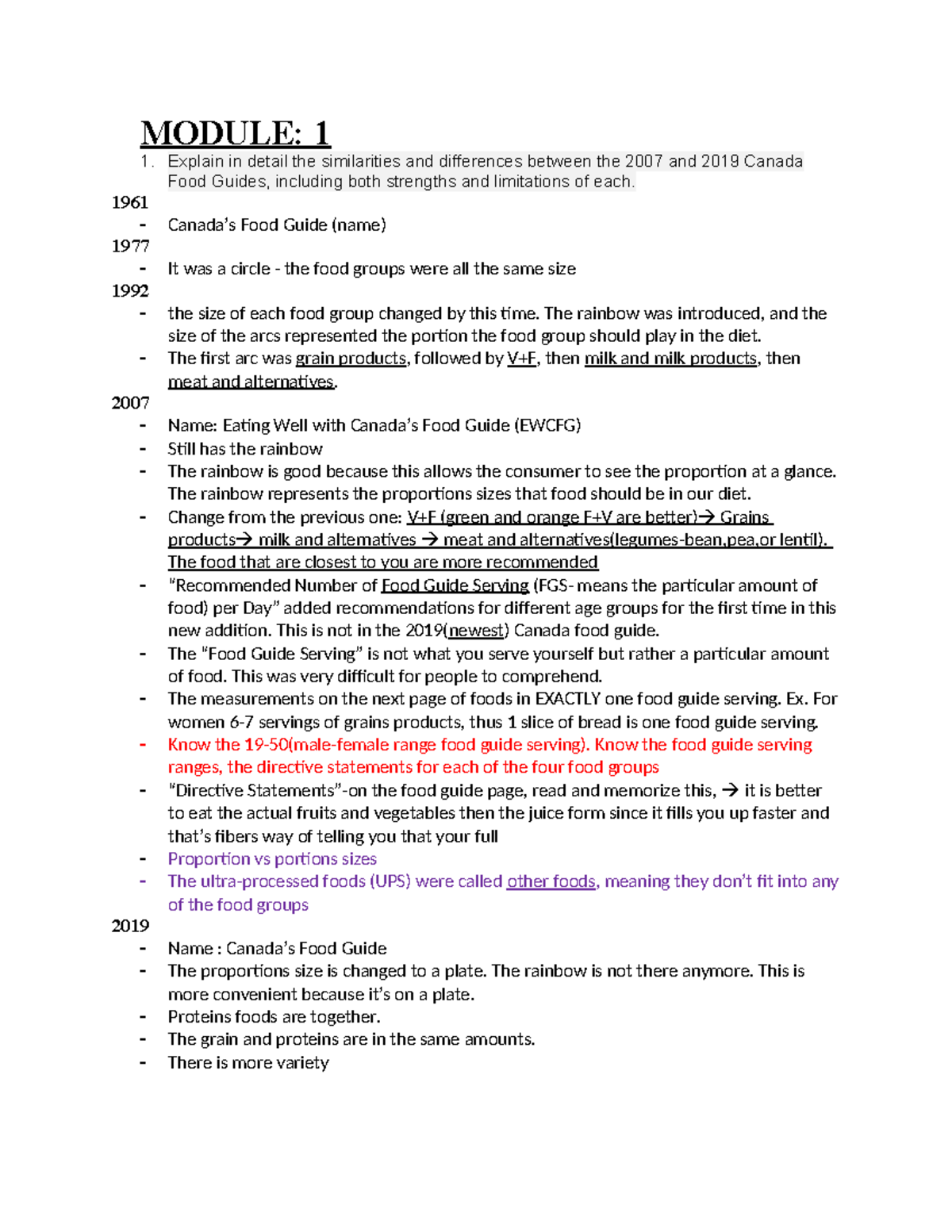 Final Review course objectives - MODULE: 1 1. Explain in detail the similarities and differences ...