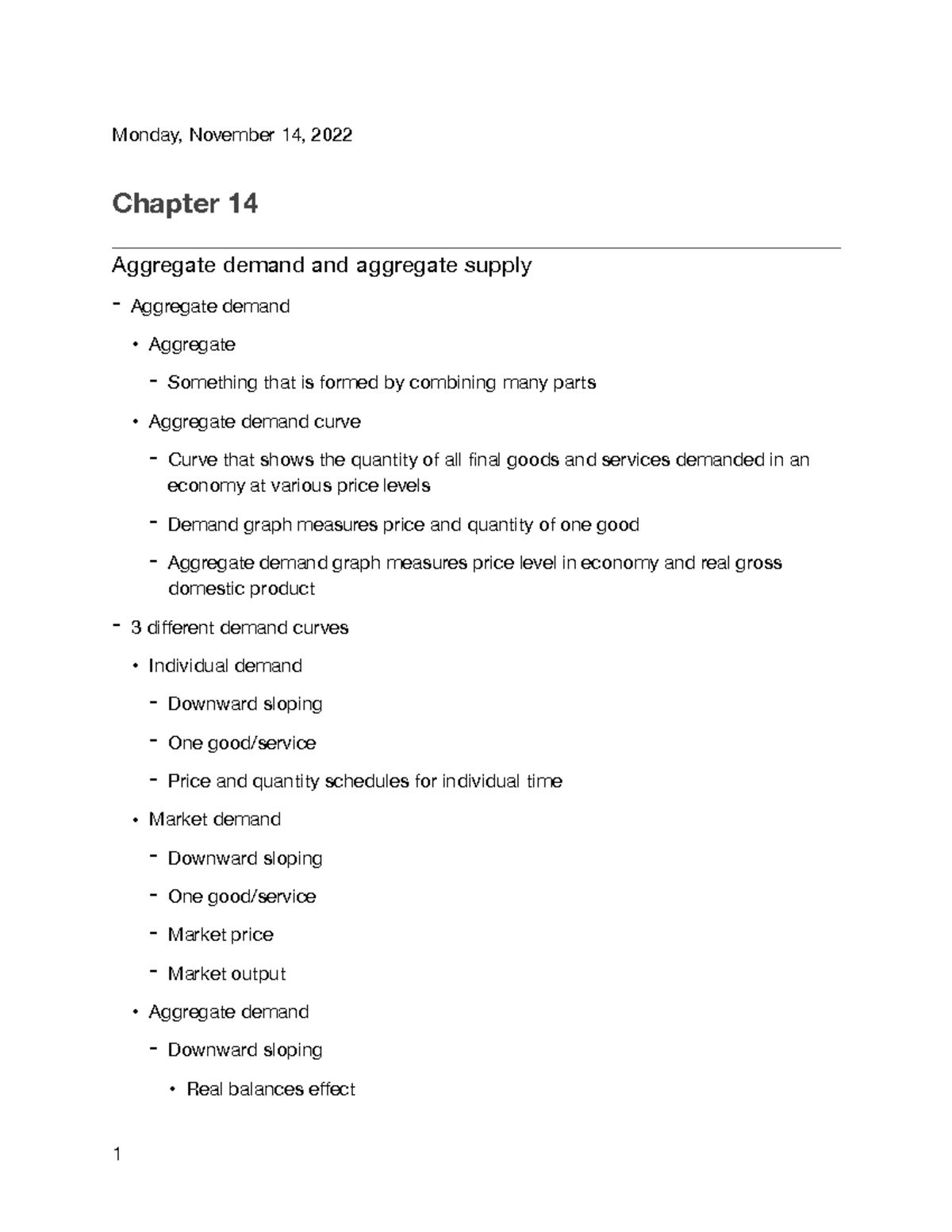 economics chapter 14 - Monday, November 14, 2022 Chapter 14 Aggregate ...