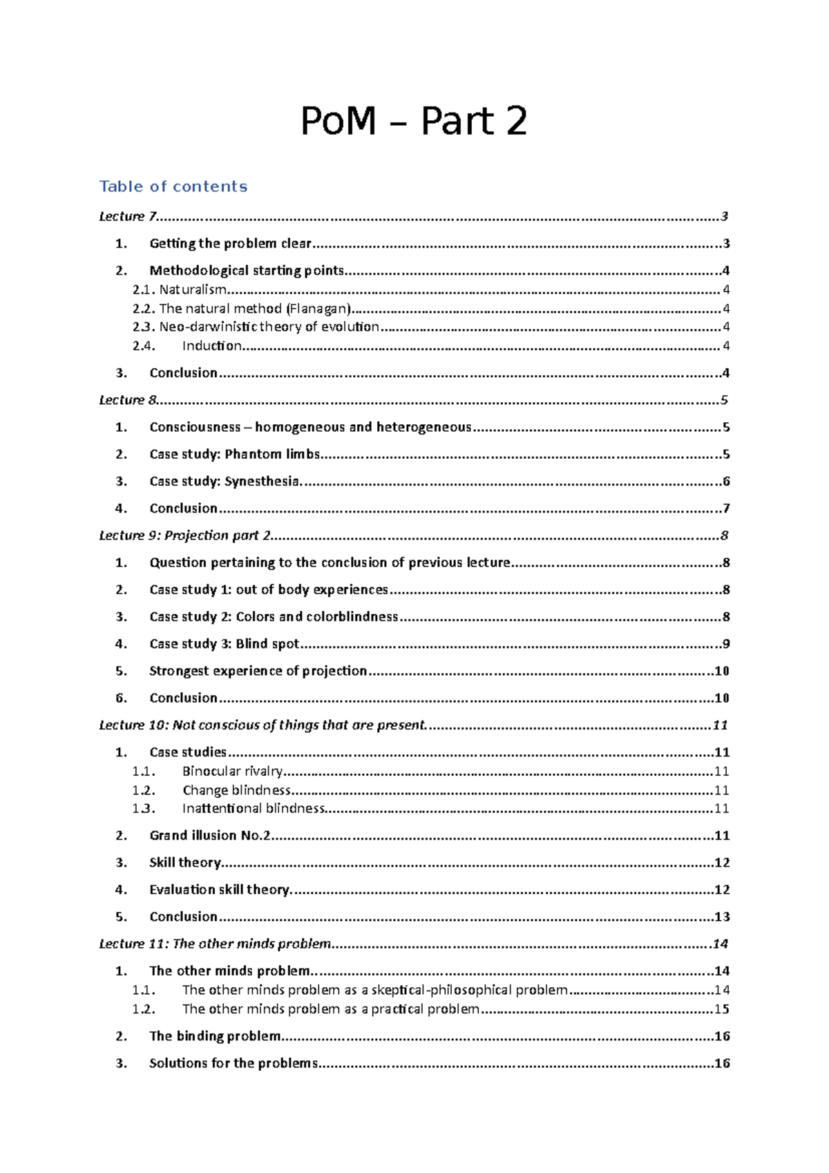 Po M-Part2 - Philosophy of Religion - Table of contents - PoM – Part ...