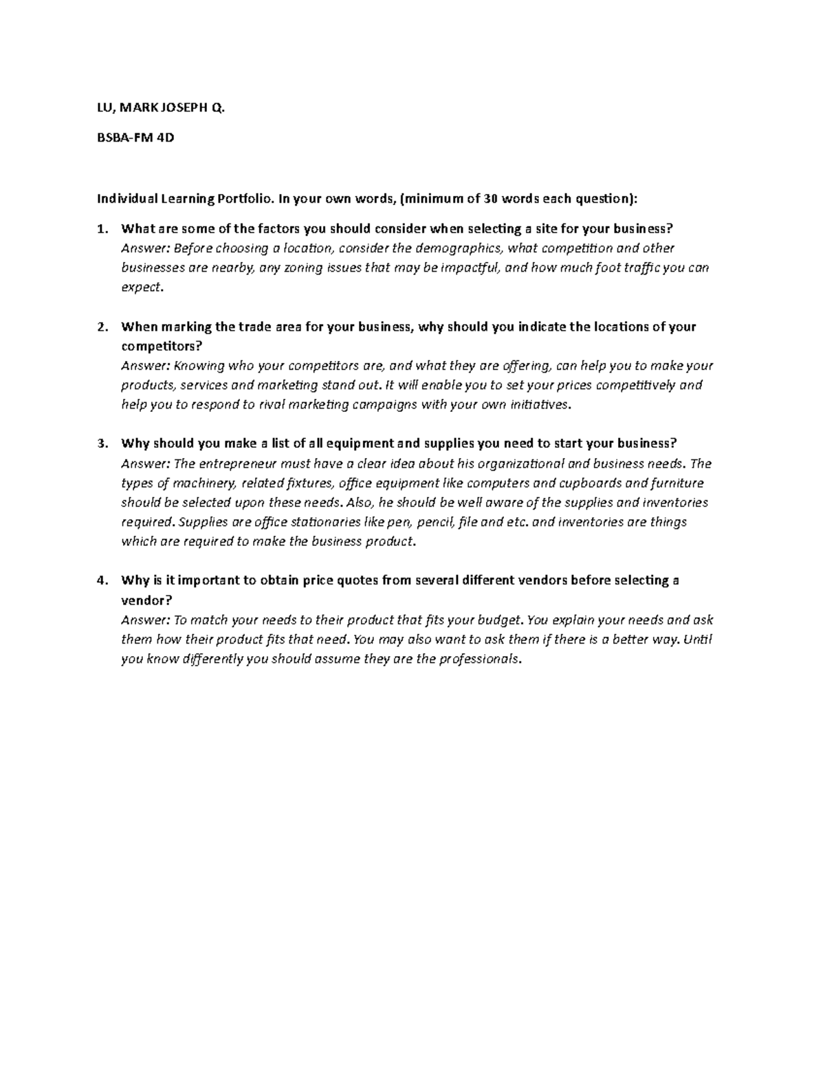 Module 5 Individual Activity - LU, MARK JOSEPH Q. BSBA-FM 4D Individual ...