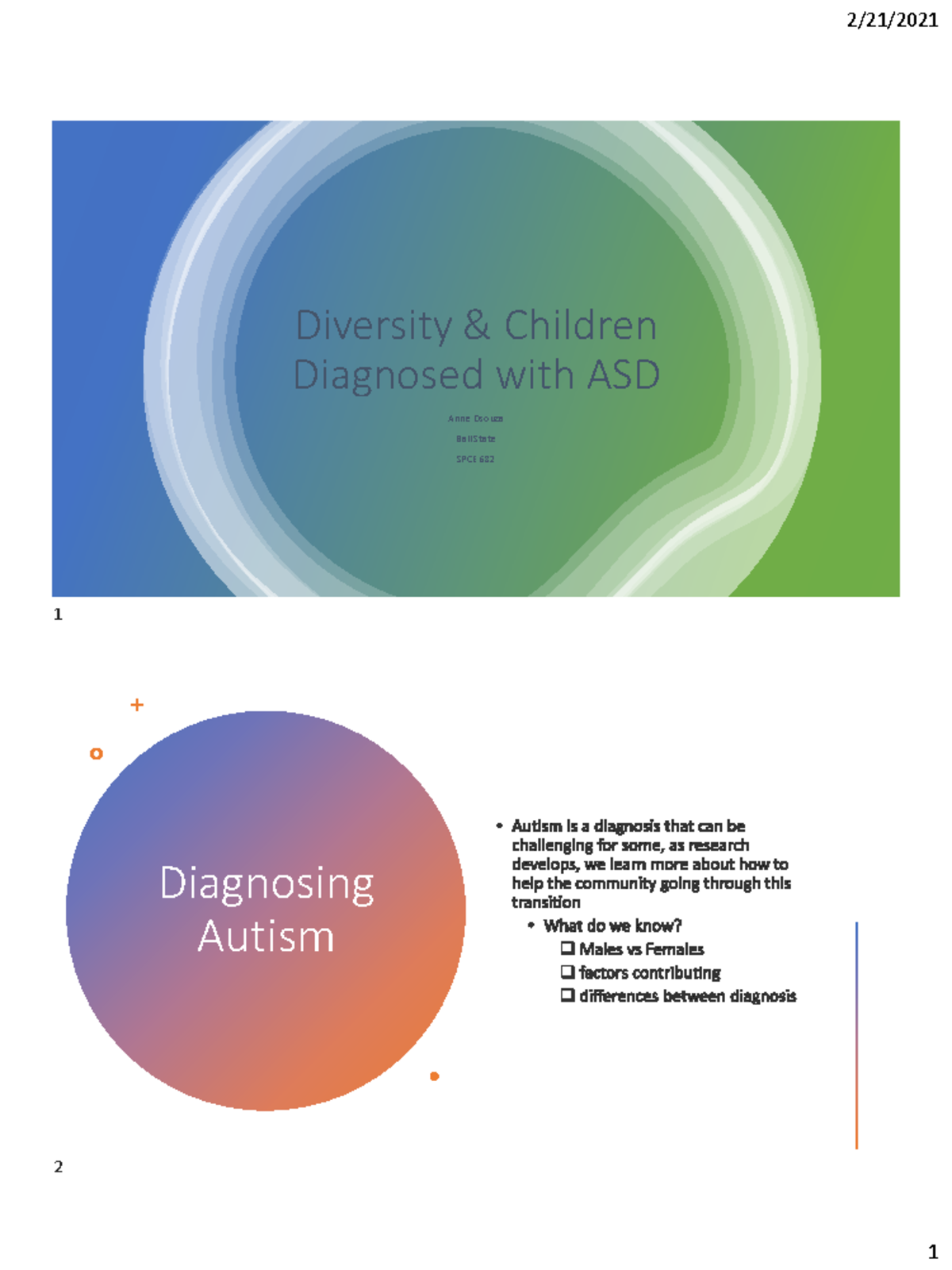 Presentation (Diversity) - Diversity & Children Diagnosed with ASD Anne ...