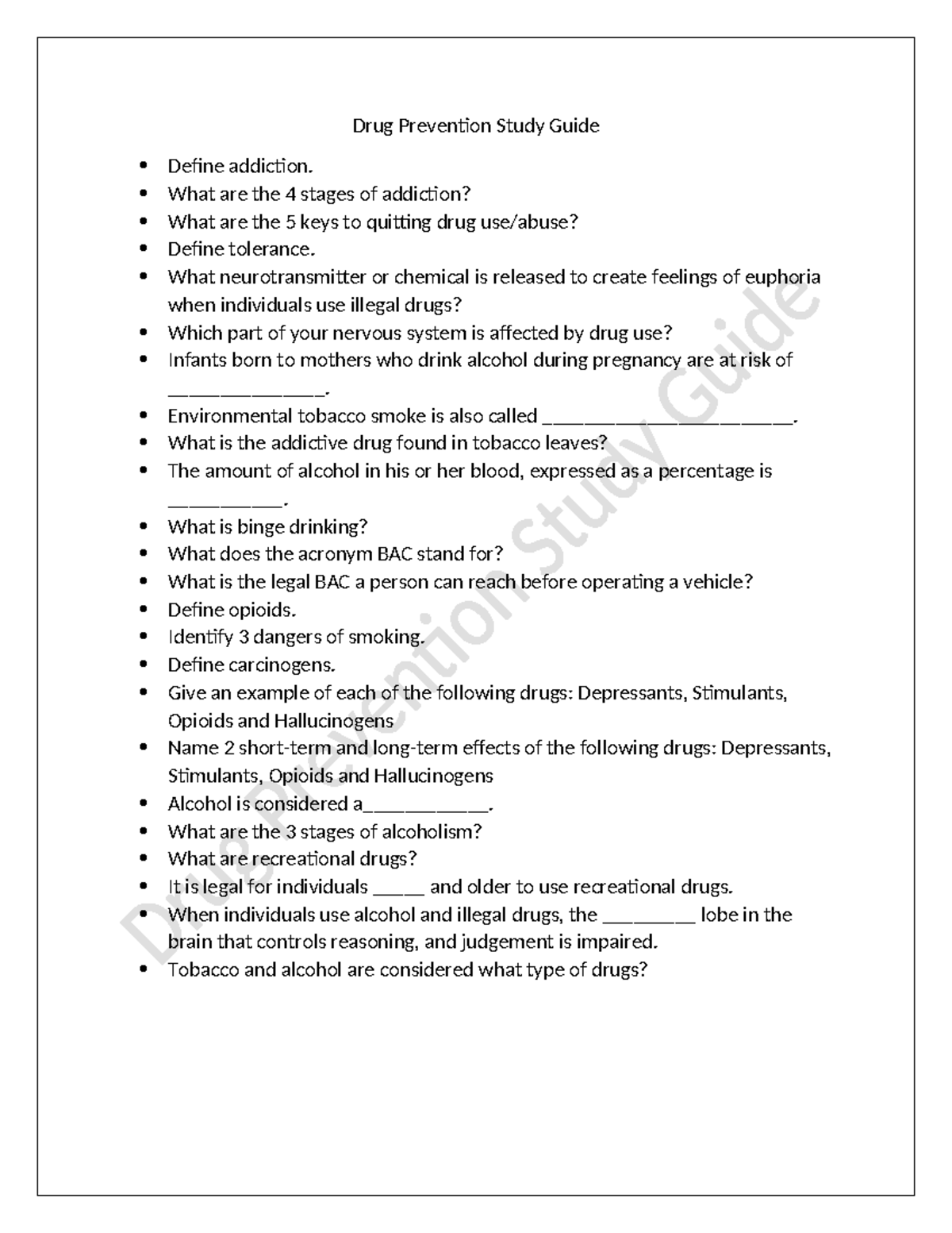 Drug Prevention Study Guide - What are the 4 stages of addiction? What ...
