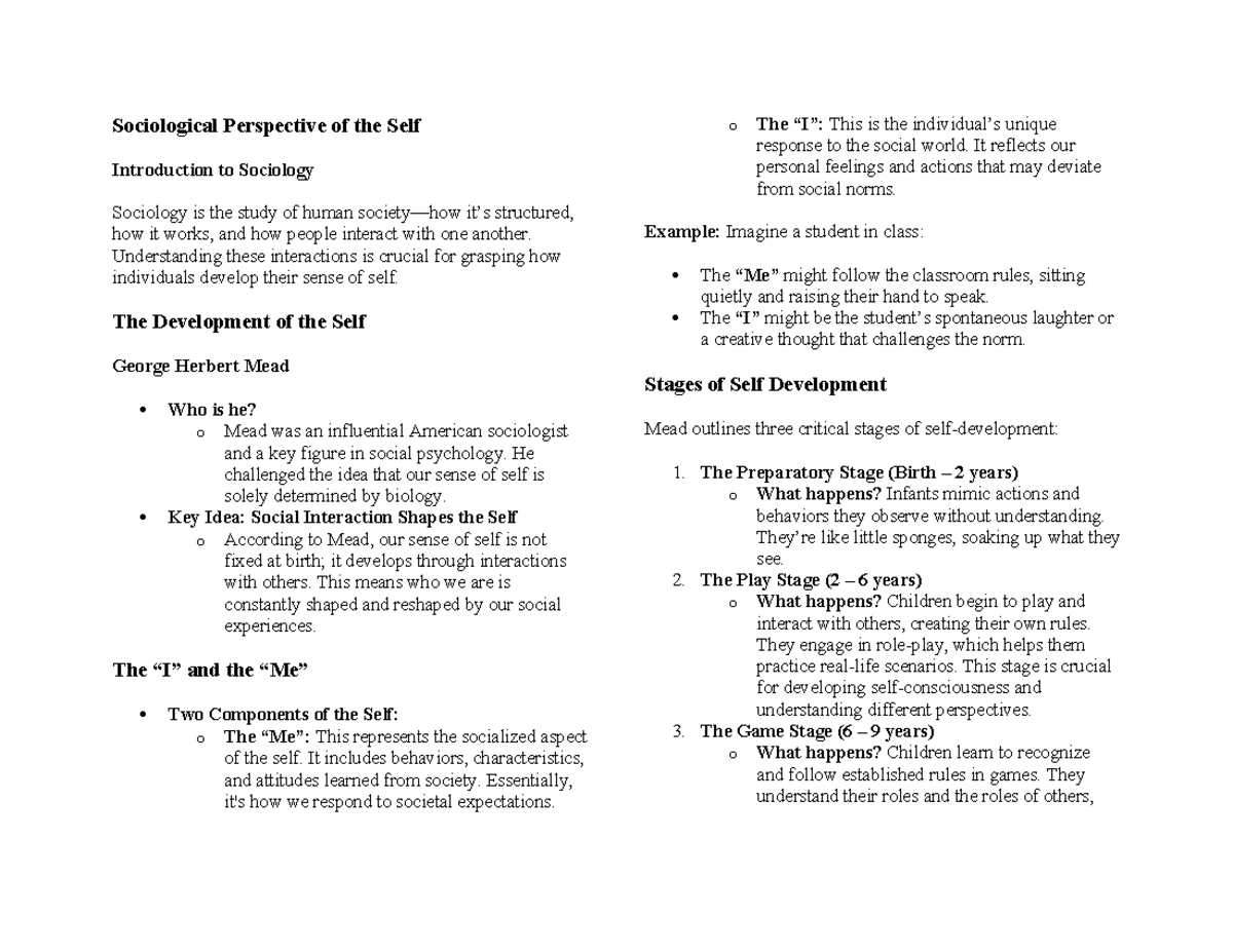 Week-2-uts - understanding self - Sociological Perspective of the Self Introduction to Sociology ...