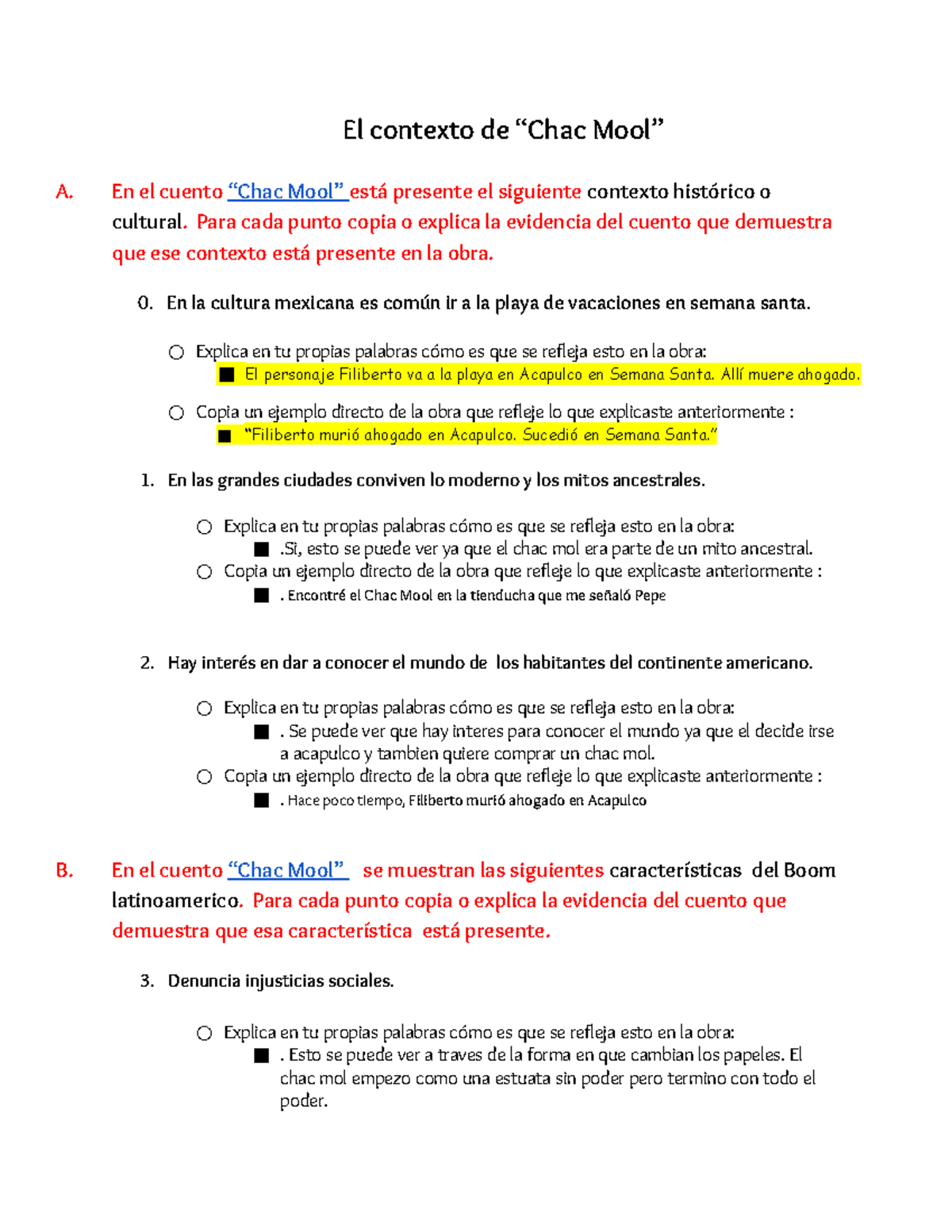 El contexto de Chac Mool -a33d58-164715 - El contexto de “Chac Mool” A. En el cuento “Chac Mool ...