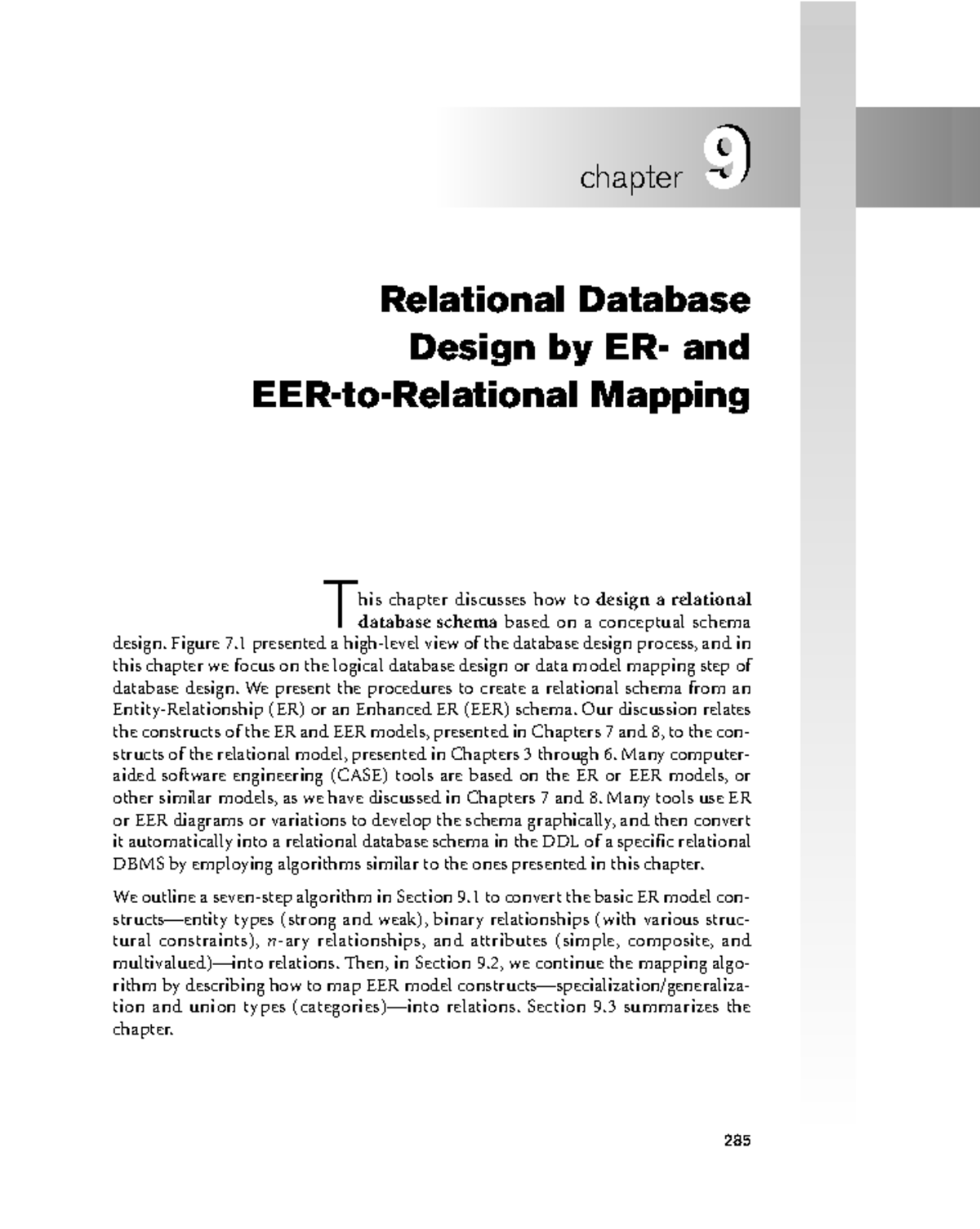 Ch9 Fundamentals Of Database Systems 285 Relational Database Design