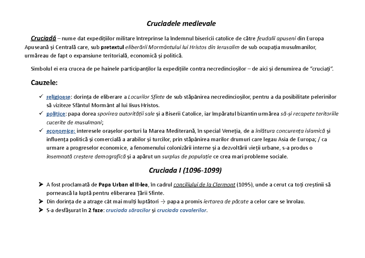 Cruciadele medievale - very fine - Cruciadele medievale Cruciadă – nume ...