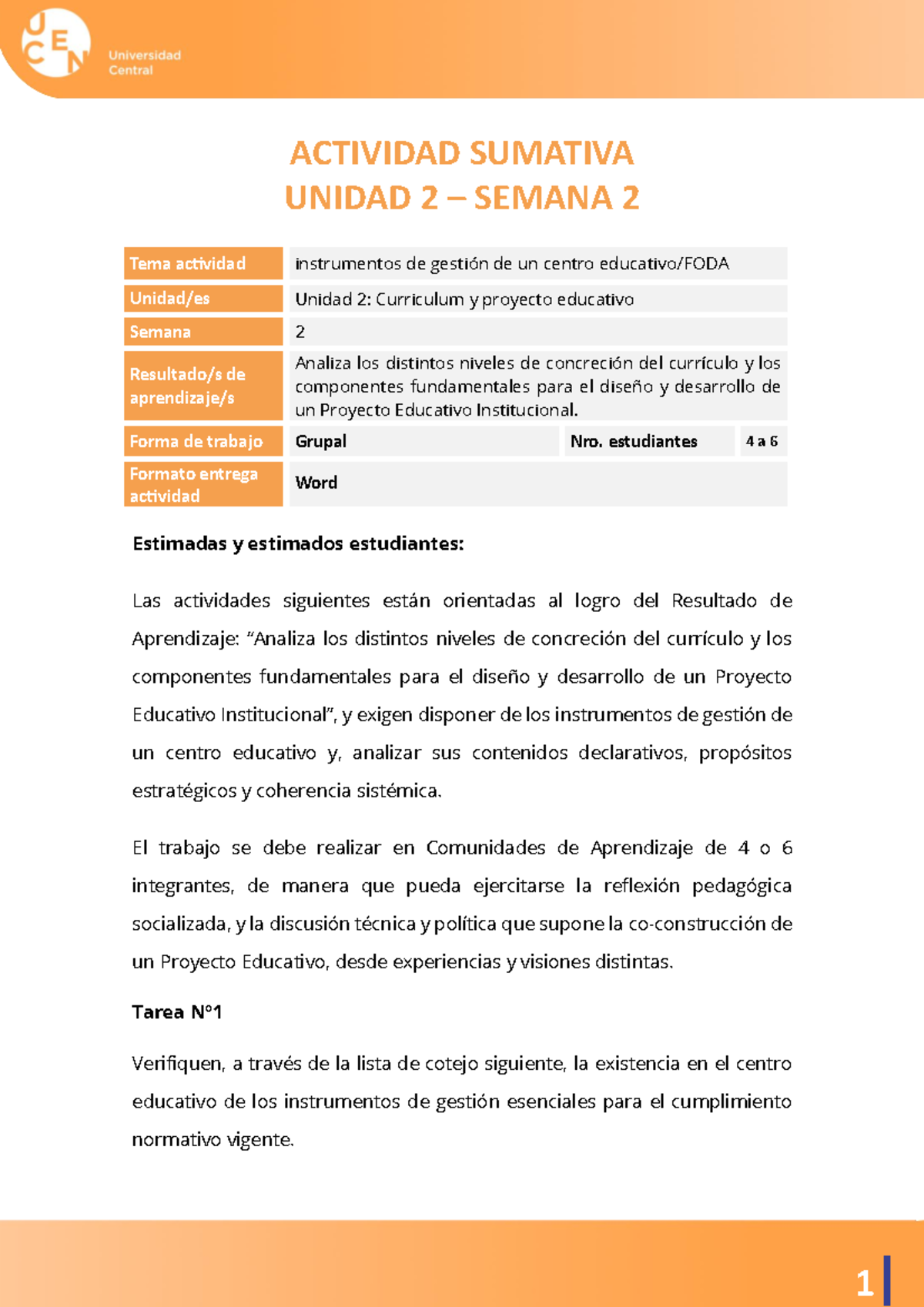 MGLE-PEI Actividad unidad 2 - 1 ACTIVIDAD SUMATIVA UNIDAD 2 – SEMANA 2 Tema actividad ...