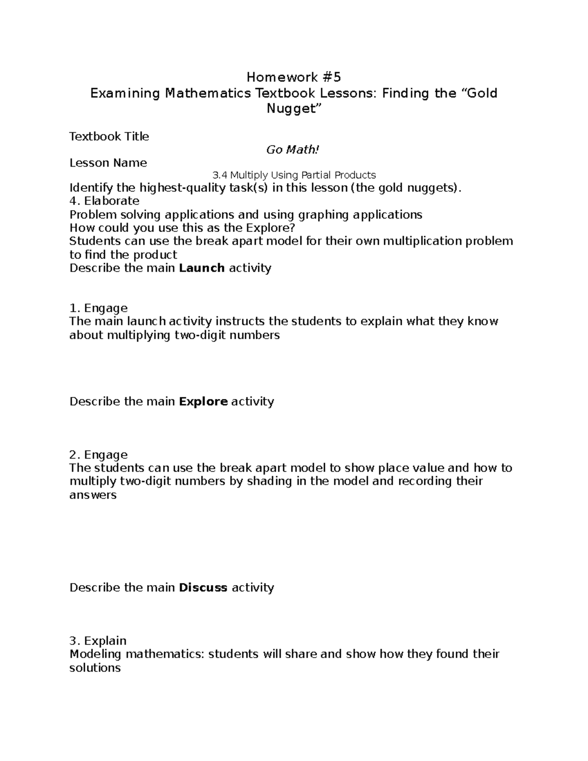 Homework#5 - Completed homework number 5 - Homework Examining ...