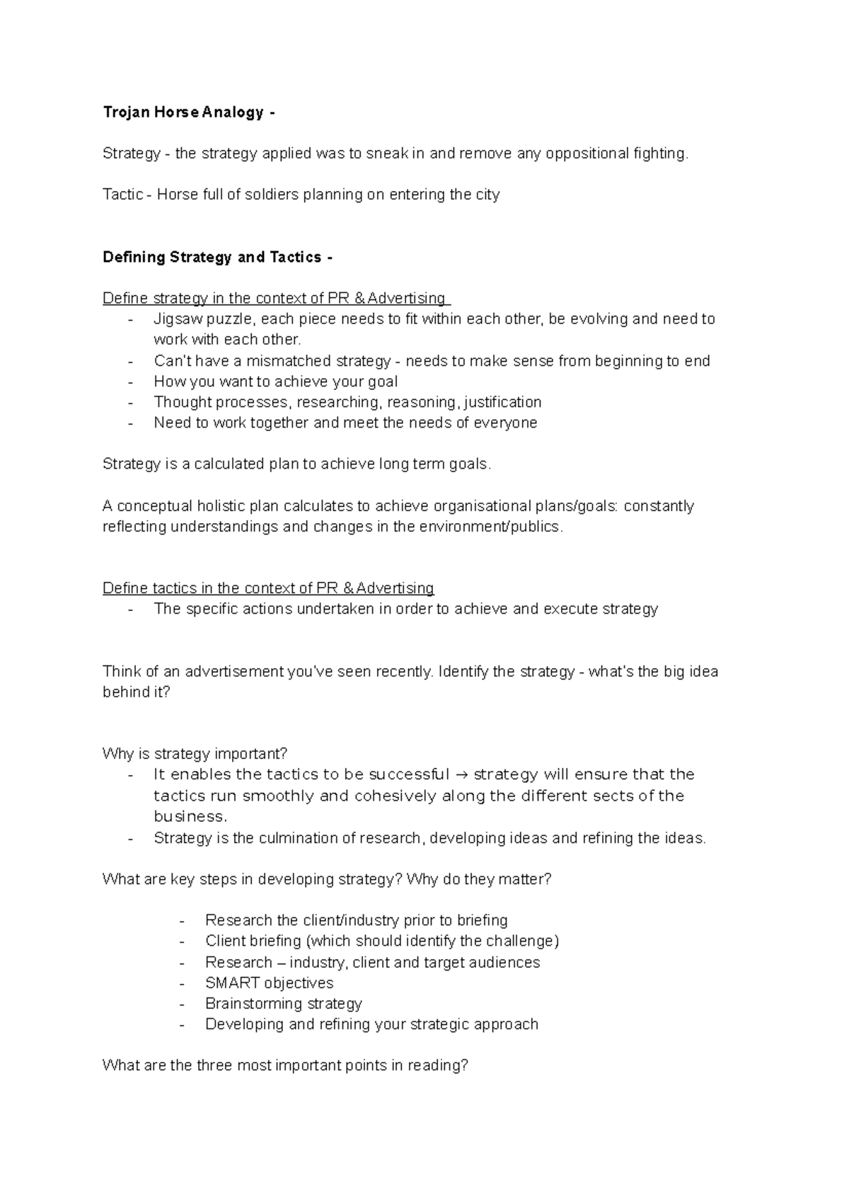 Week 7 - Strategy and Tactics - Trojan Horse Analogy - Strategy - the ...