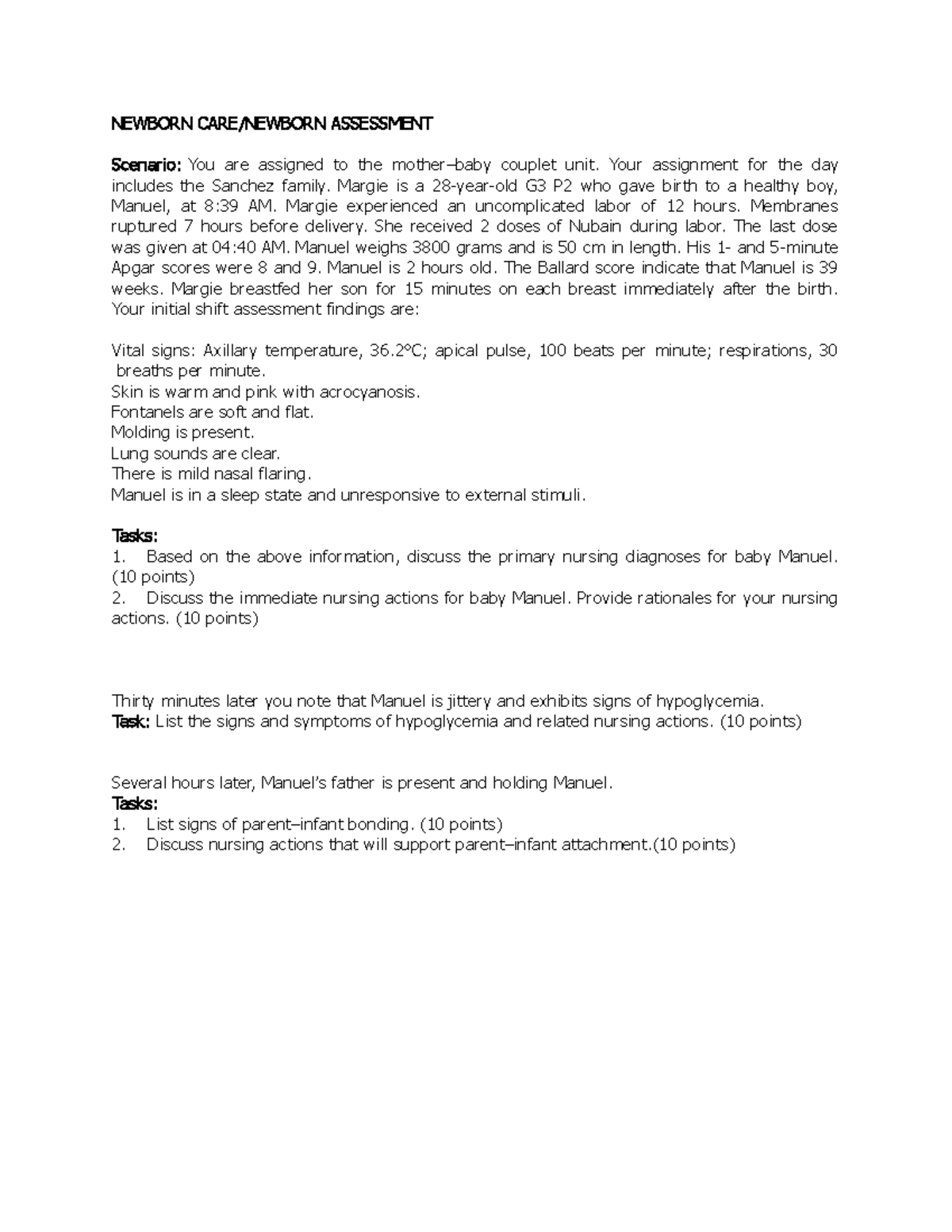 Case Analysis Newborn CARE and Assessment - NEWBORN CARE/NEWBORN ...