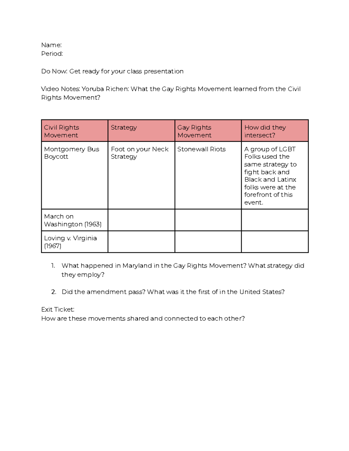 work handout Handout - Name: Period: Do Now: Get ready for your class ...