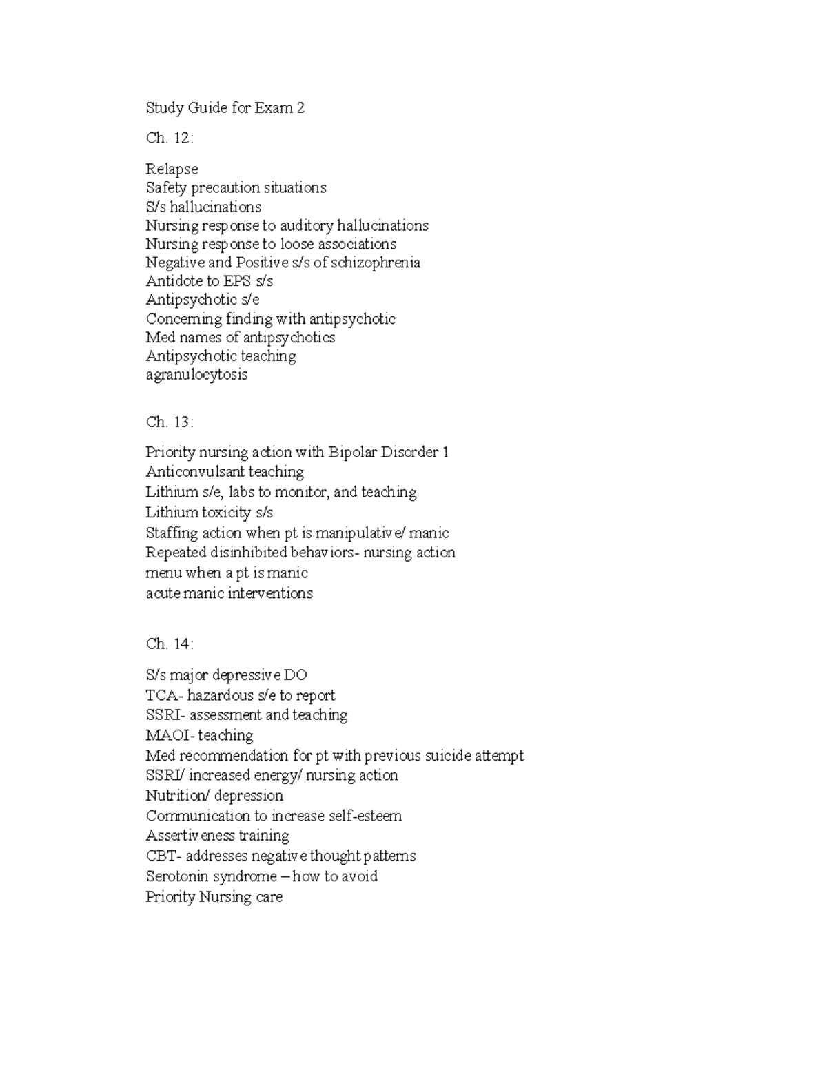 Exam 2 studyguide - study guide - Study Guide for Exam 2 Ch. 12 ...
