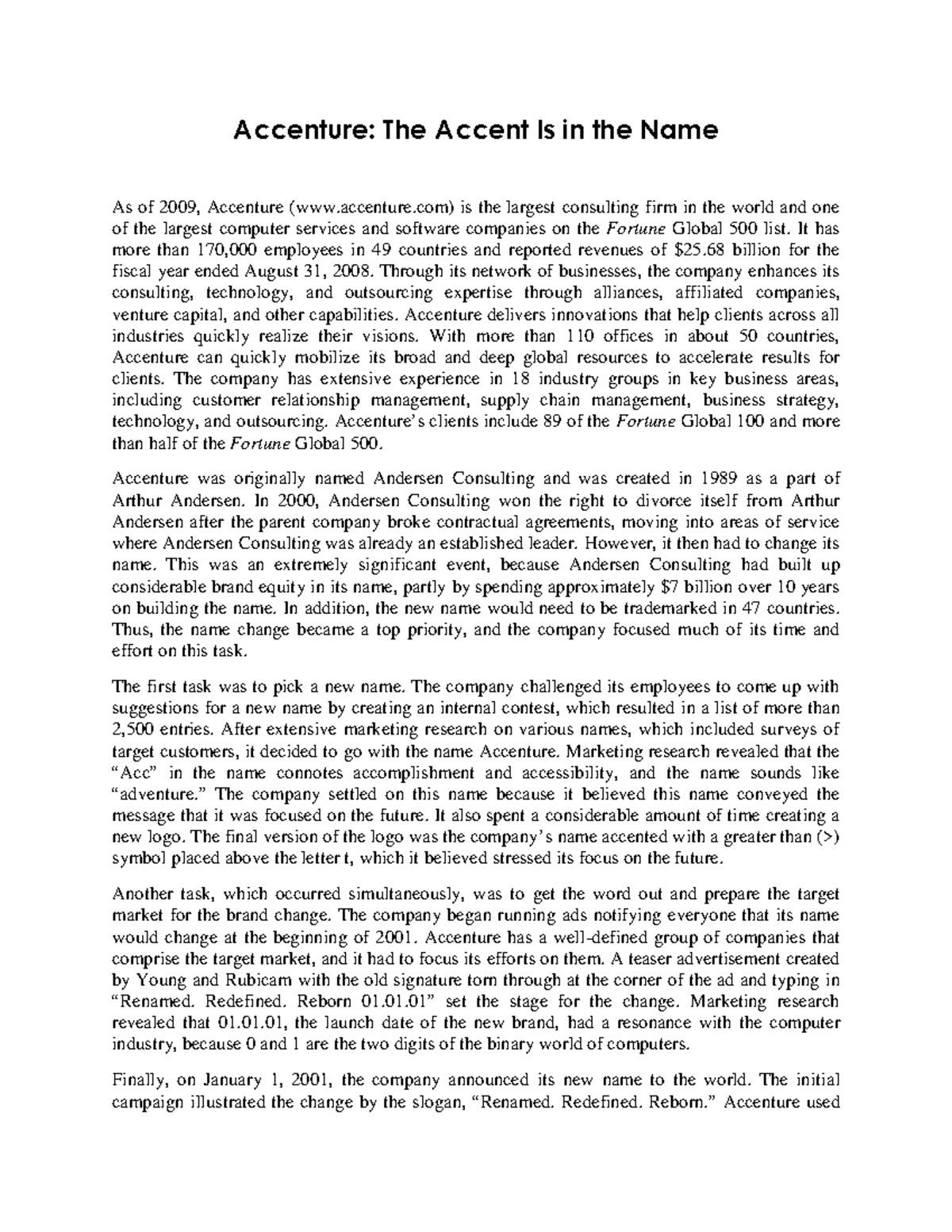 Accenture Case Defining Problem and Developing an Approach - Accenture ...