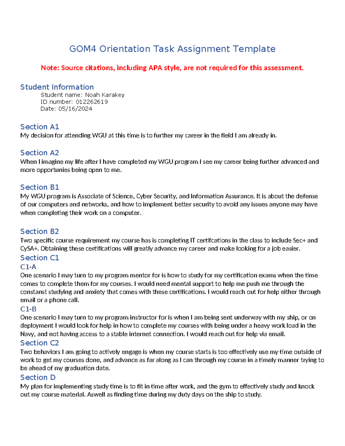 Orientation Task Noah Karakey - GOM4 Orientation Task Assignment Template Note: Source citations ...