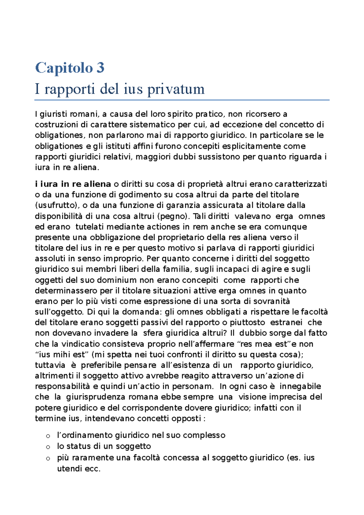 Capitolo 3 diritto romano - Capitolo 3 I rapporti del ius privatum I ...