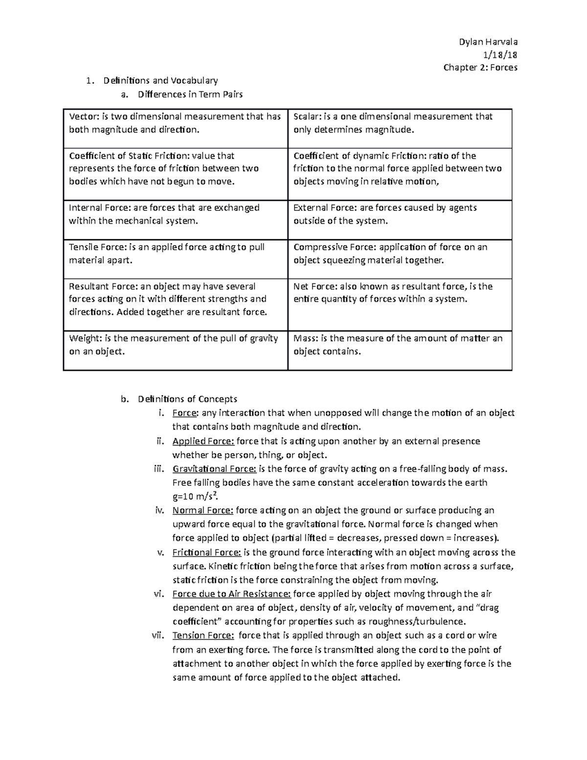 Chapter 2 Biomechanics Force - Dylan Harvala Chapter 2: Forces 1 ...