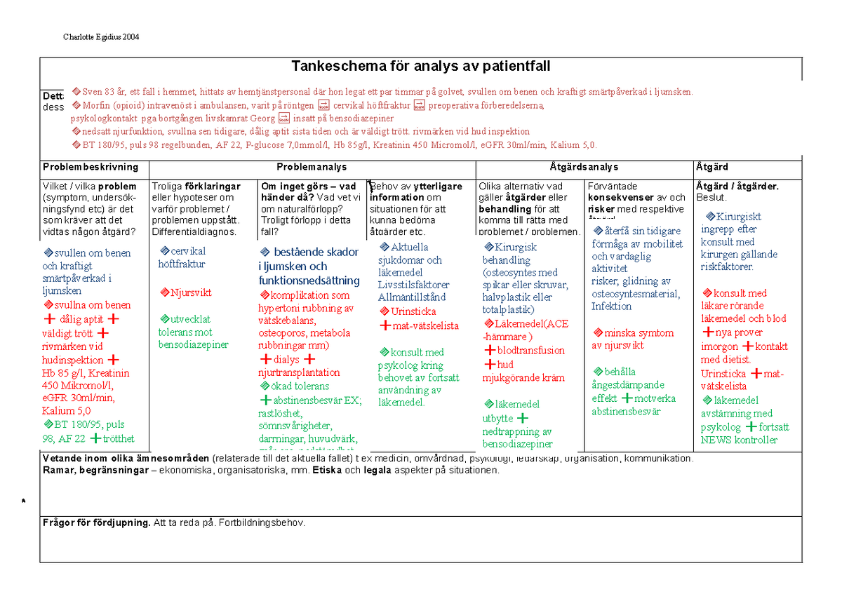 Tankeschema Case 2 Ortopedi medicin - Charlotte Egidius 2004 ...