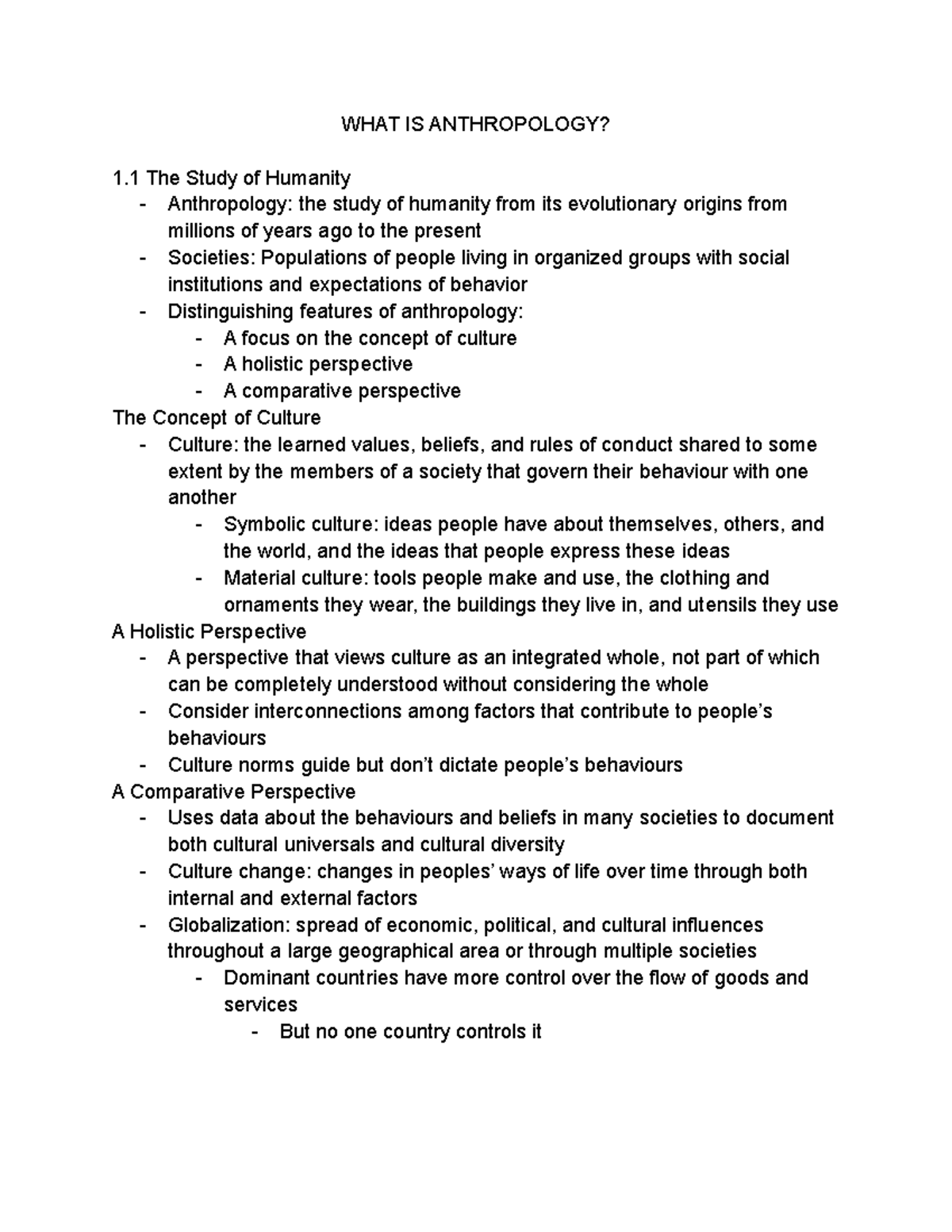 Anth Week 1- Reading - WHAT IS ANTHROPOLOGY? 1 The Study of Humanity ...