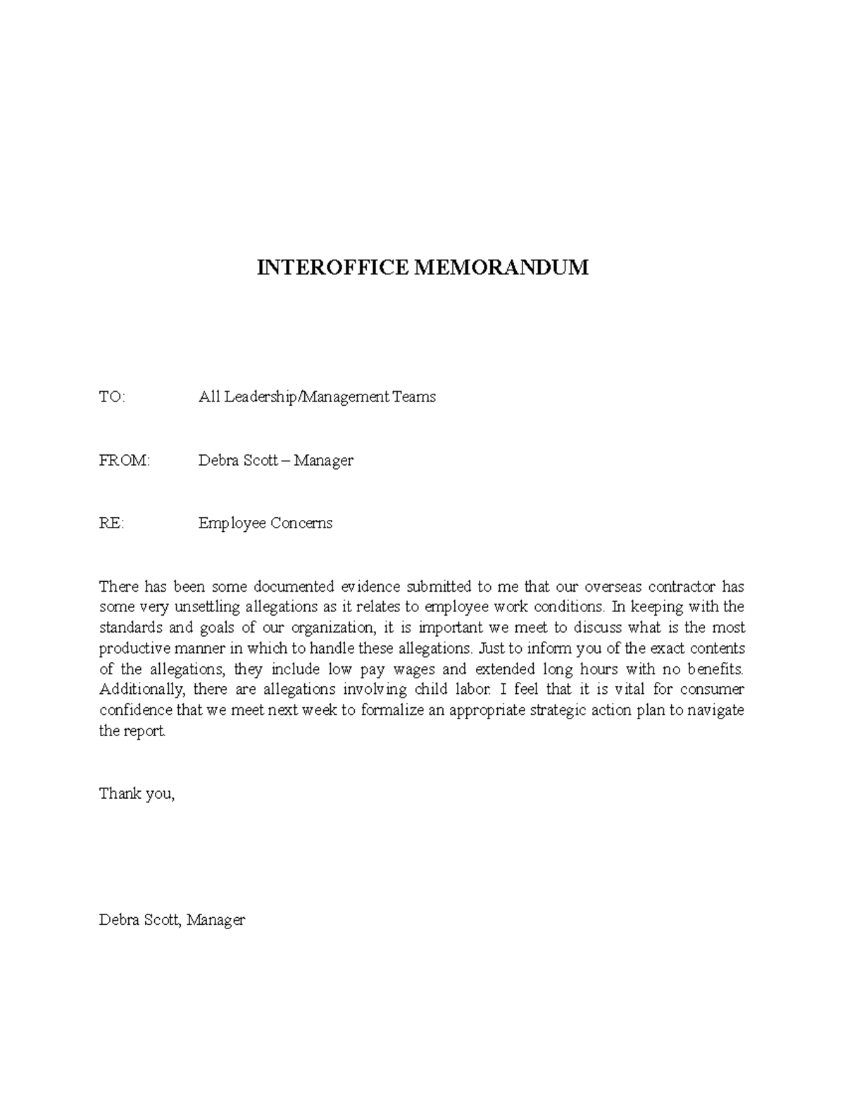 4 - none - INTEROFFICE MEMORANDUM TO: All Leadership/Management Teams ...