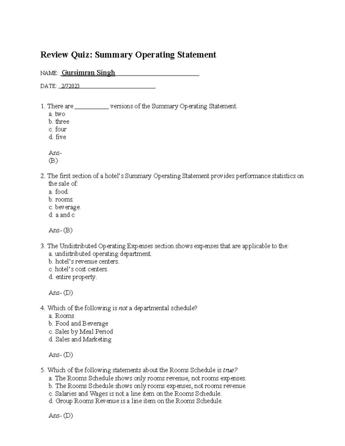 Review Quiz Summary Operating Statement-Gursimran Singh - Review Quiz ...