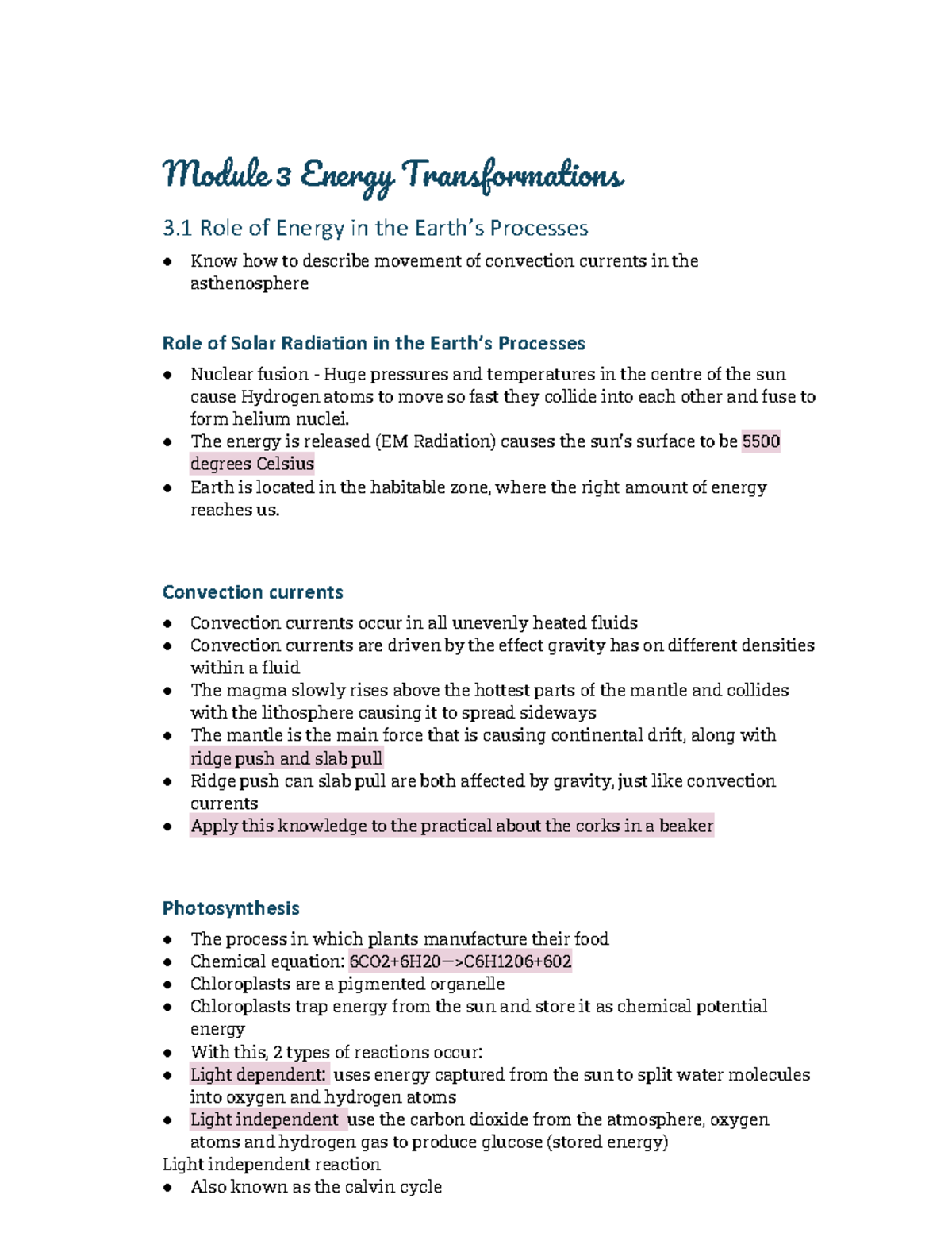 Module 3 Energy Transformations Notes - Module 3 Energy Transformations ...