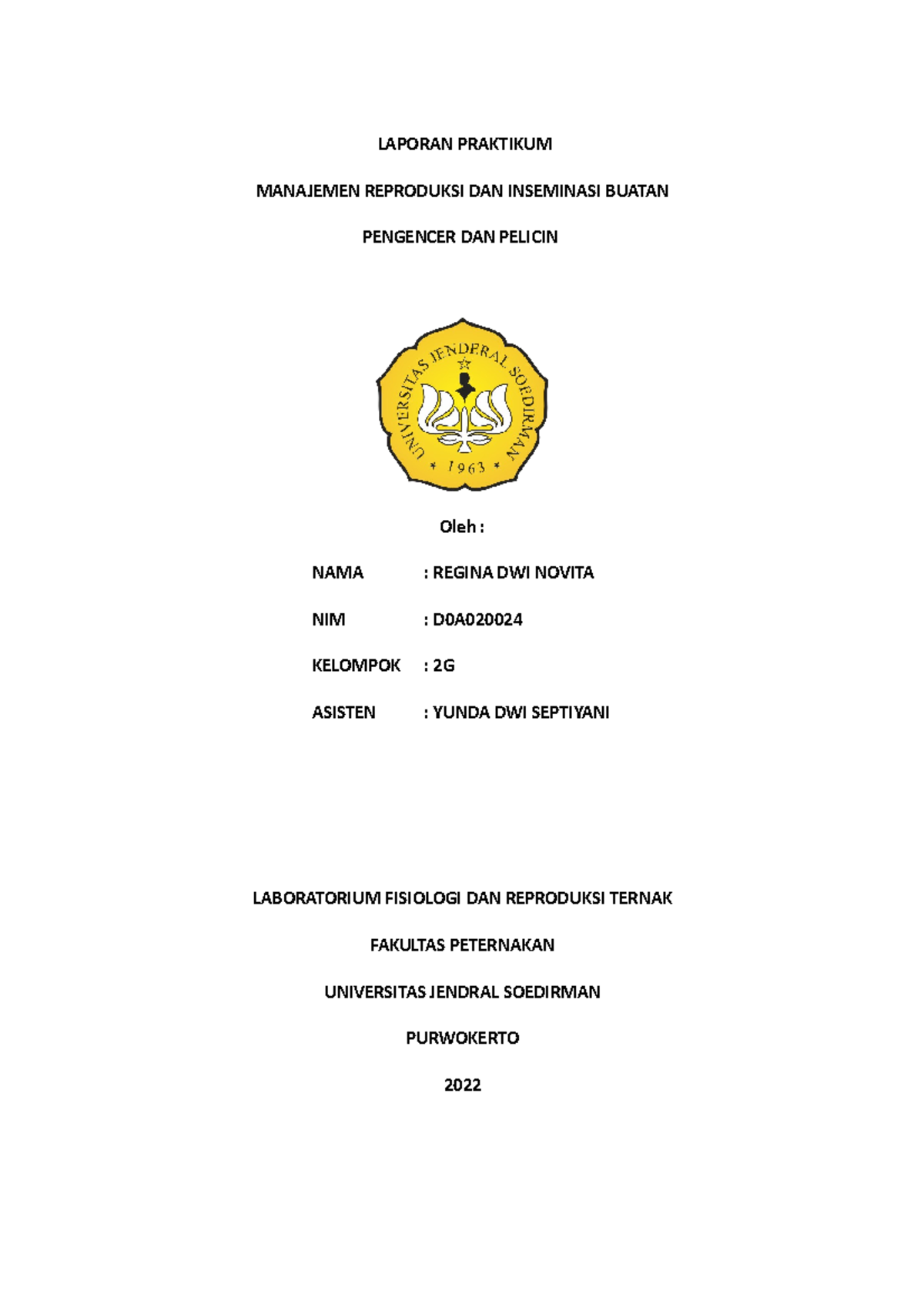 Regina Dwi Novita Laporan Akhir - LAPORAN PRAKTIKUM MANAJEMEN REPRODUKSI DAN INSEMINASI BUATAN ...
