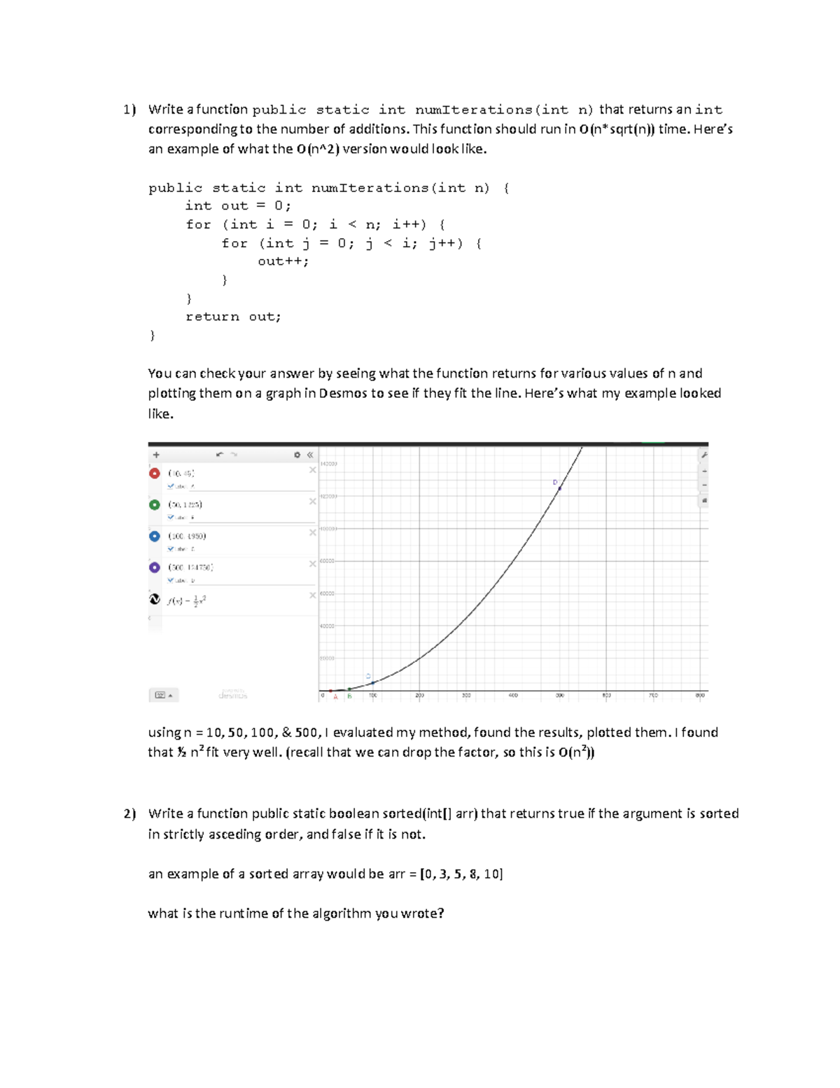 WS3-23 - Extra Practice Questions - Write a function public static int numIterations(int n) that ...