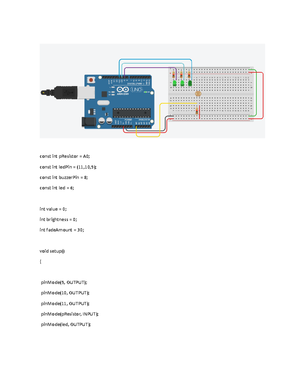 Fotoresistor - Apuntes - const int pResistor = A0; const int ledPin ...