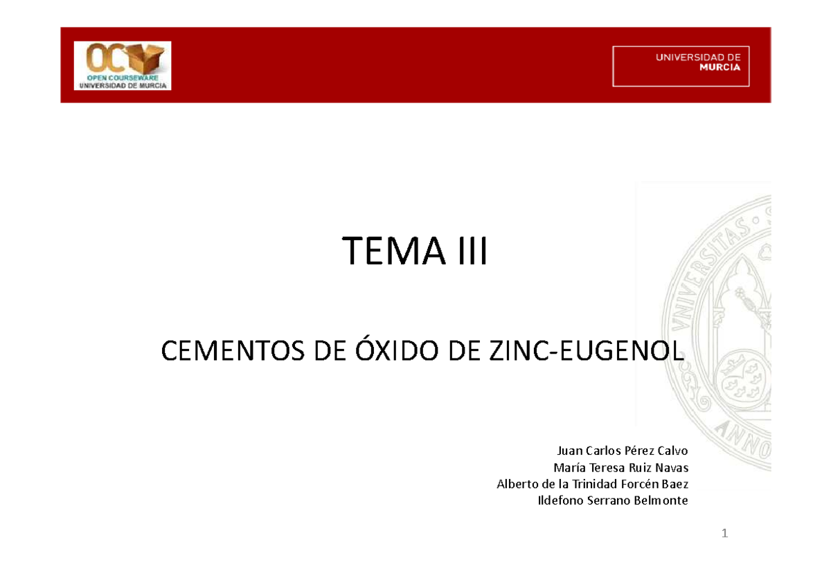 1-oxido de zinc y eugenol - TEMA III CEMENTOS DE ÓXIDO DE ZINC-EUGENOL ...