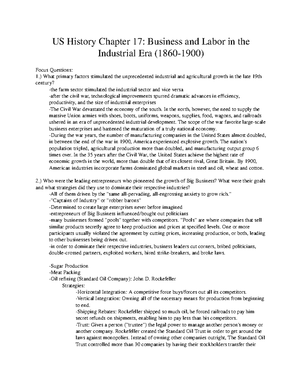 US History Business and Labor in the Industrial Era - US History ...