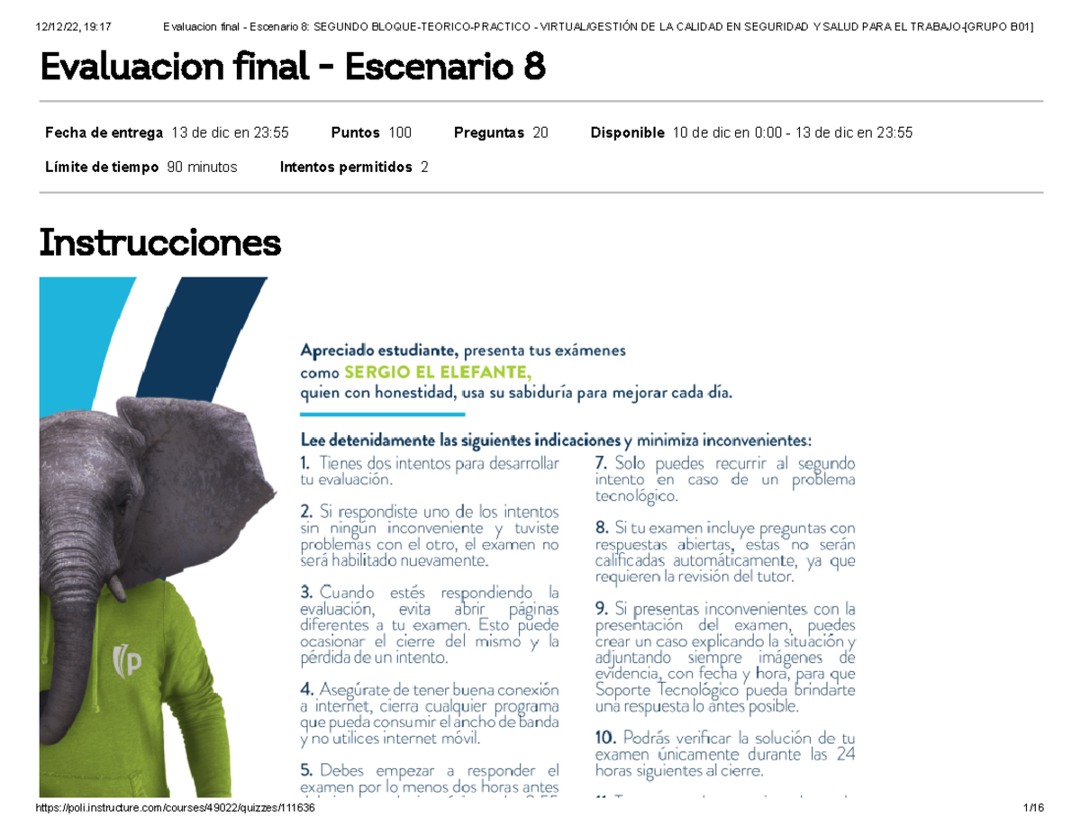 Evaluacion final - Escenario 8 Segundo Bloque- Teorico- Practico - Virtual Gestión DE LA Calidad ...