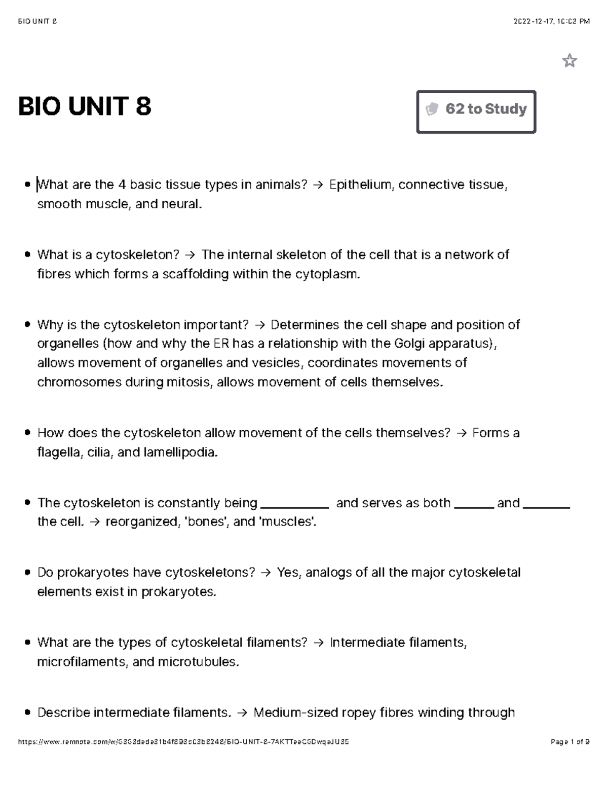 BIO UNIT 8 - Study Notes for Unit 8 - BIO UNIT 8 62 to Study What are ...