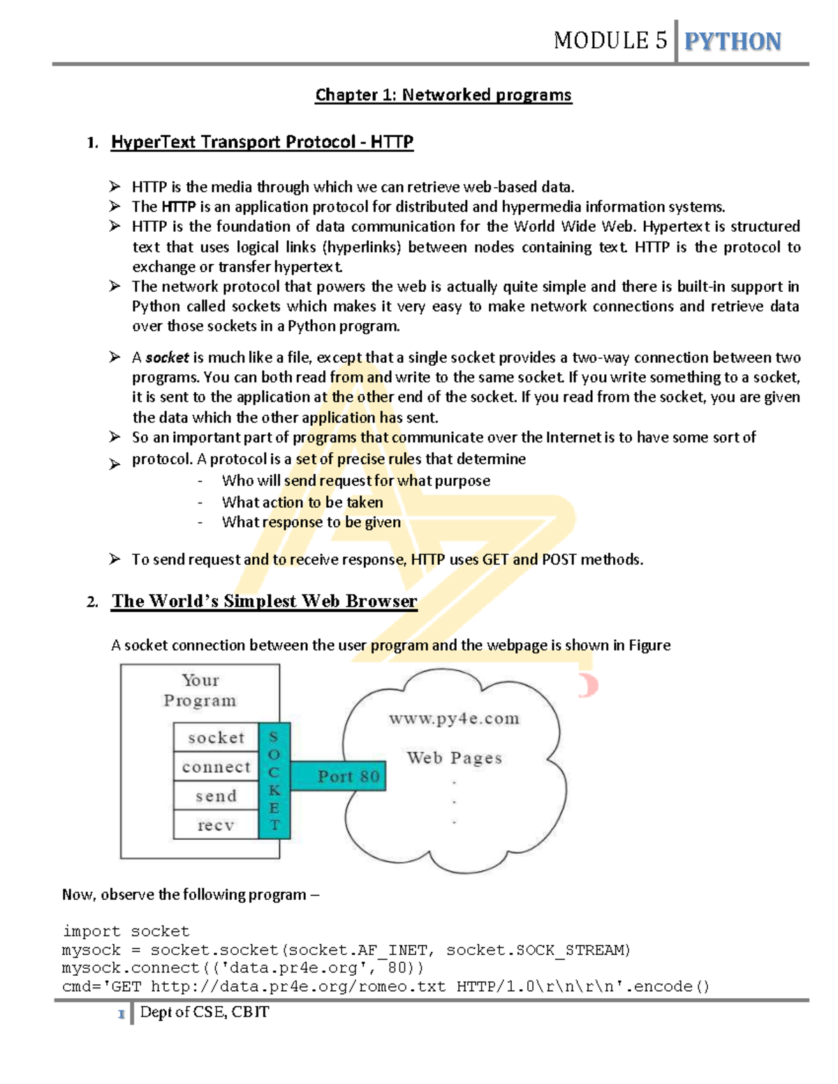 PY Mod5@Az Documents - none - Chapter 1: Networked programs 1. HyperText Transport Protocol ...