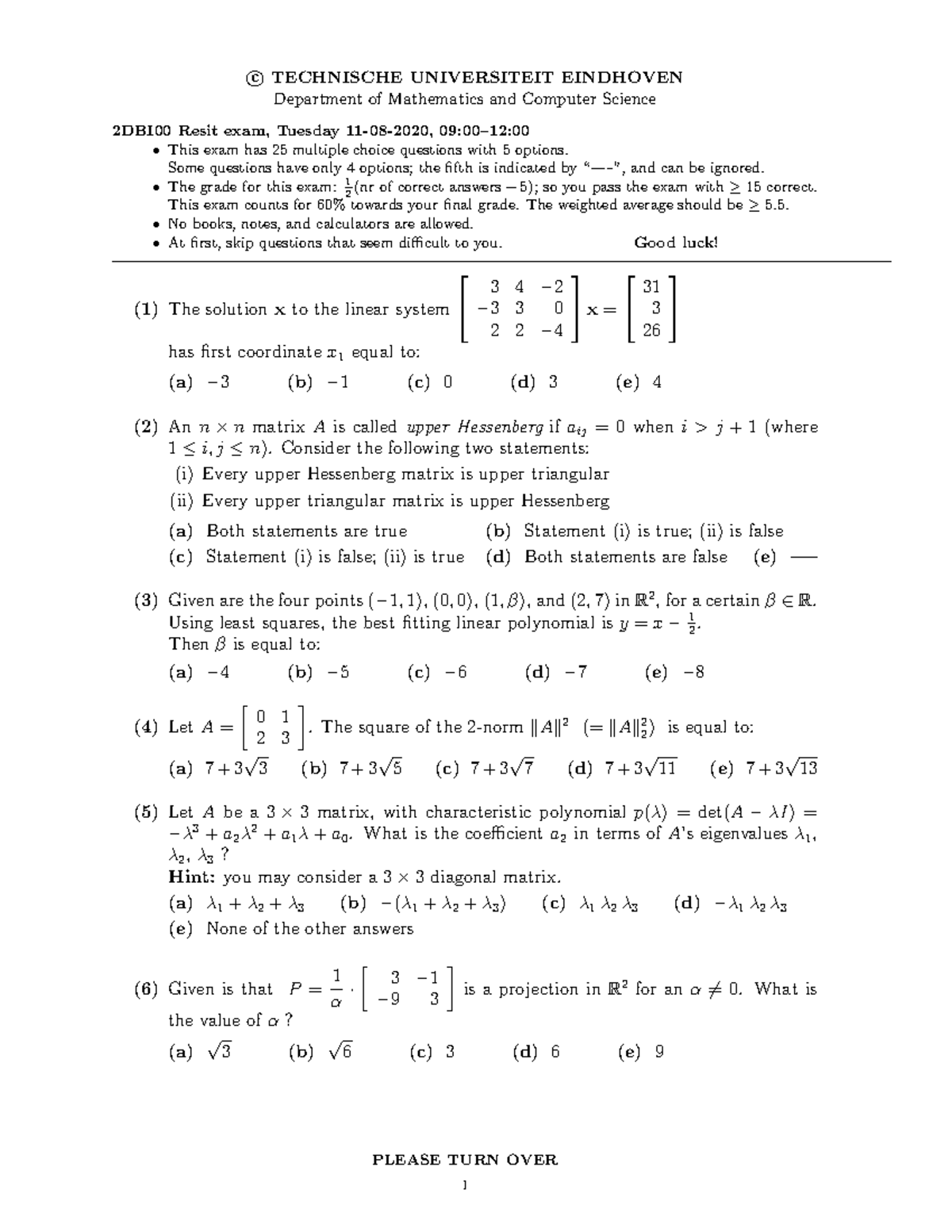 2DBI00 August 11th 2020 Exam - ©c TECHNISCHE UNIVERSITEIT EINDHOVEN ...