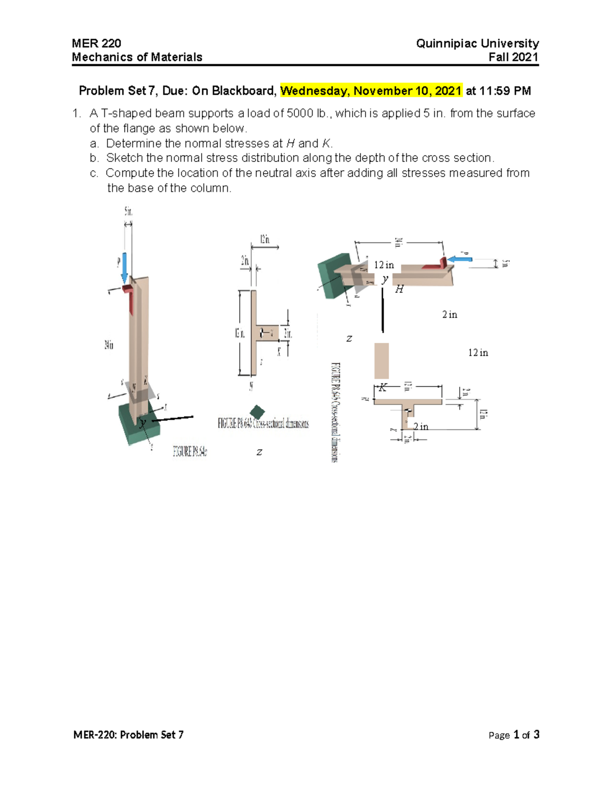 MER220 Fa 20 PS 7 - Deforms problem set 6 - MER 220 Quinnipiac ...