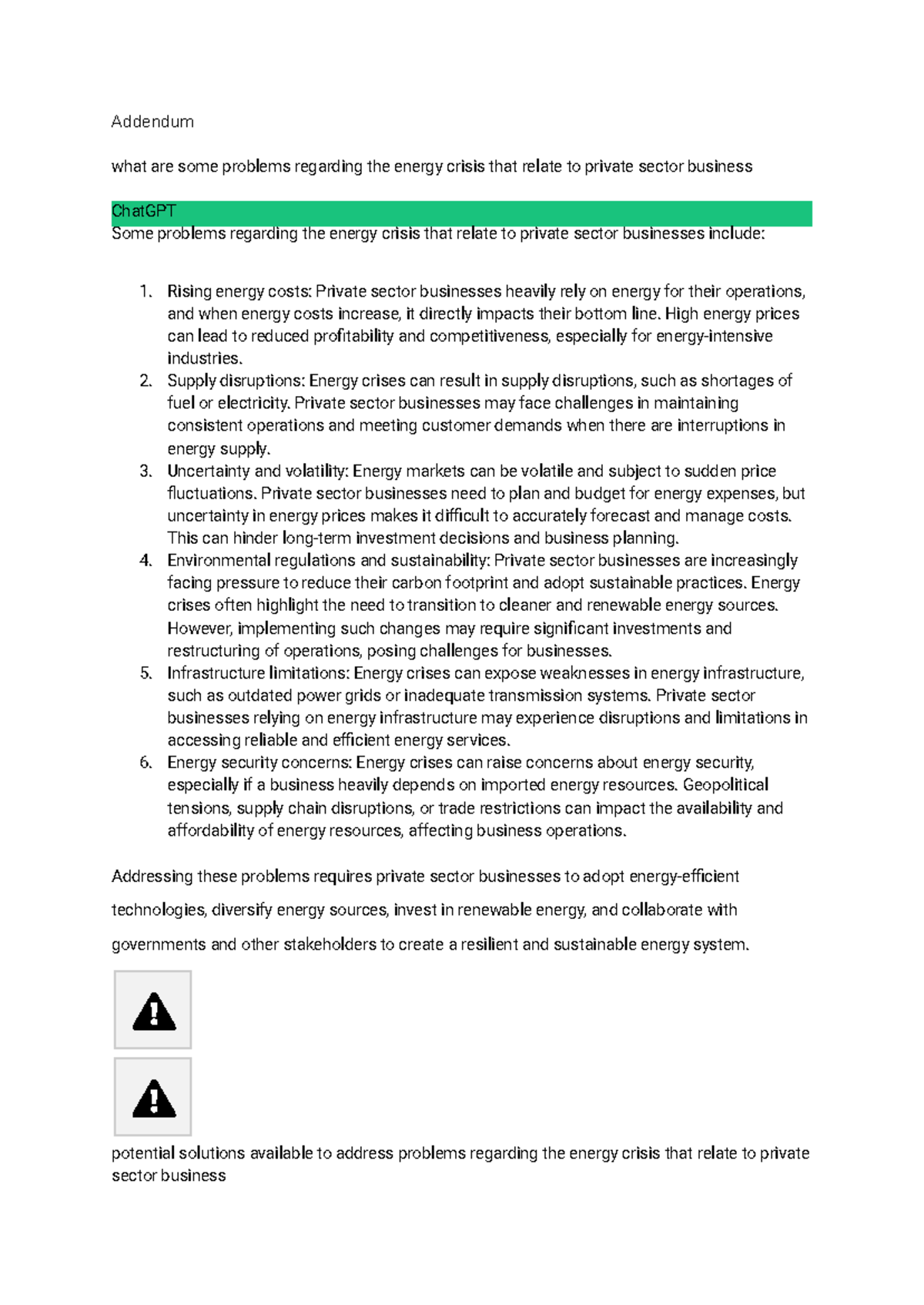 Group 62 Addendum - Summary Responsible Management - Addendum what are ...