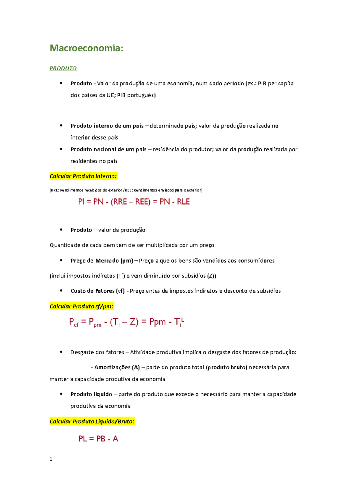 Macroeconomia - Resumos - Macroeconomia: PRODUTO Produto - Valor da ...