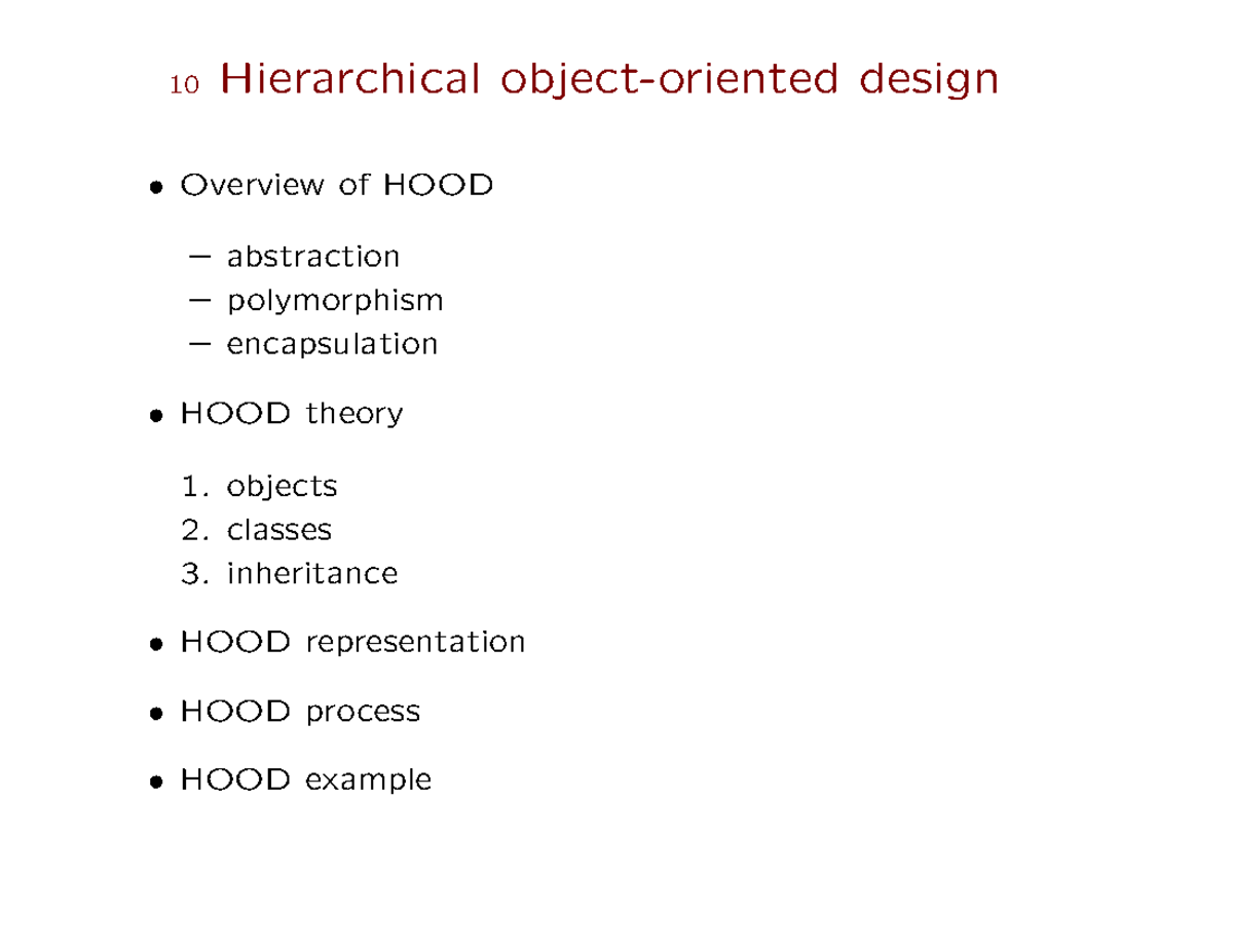 S17sad - Nothing - 10 Hierarchical object-oriented design Overview of HOOD abstraction ...